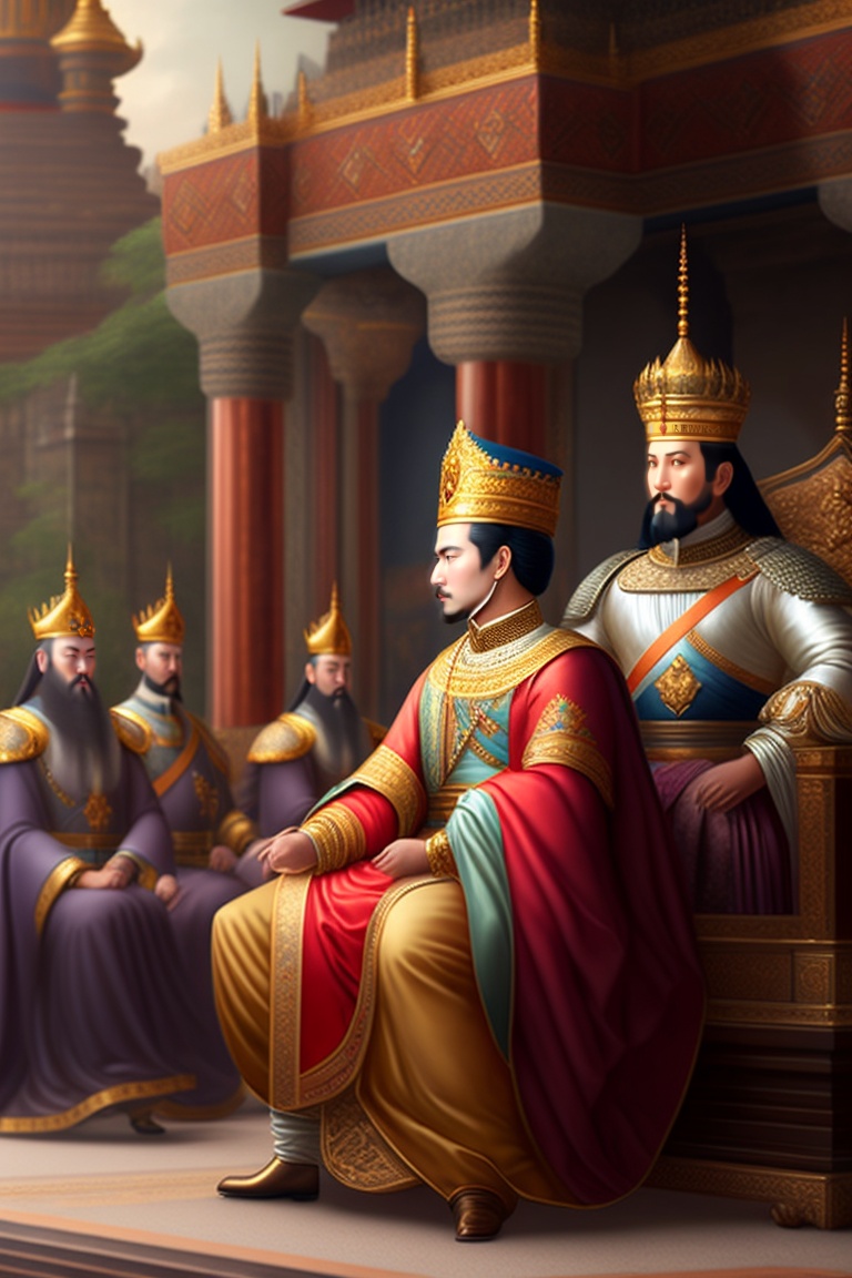 Lexica - A grand palace with a wise-looking king sitting on a throne ...
