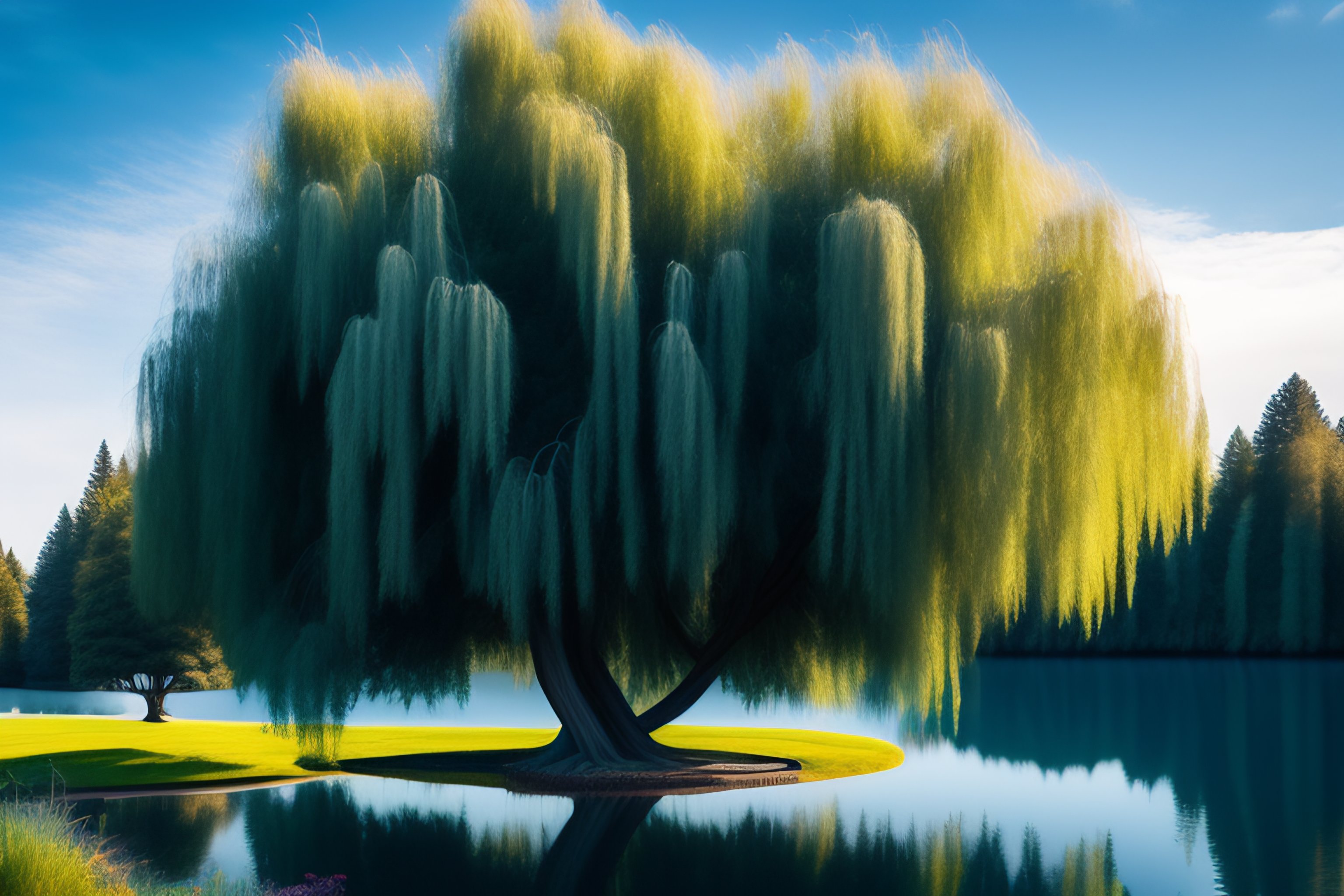 Lexica - Big blue willow tree