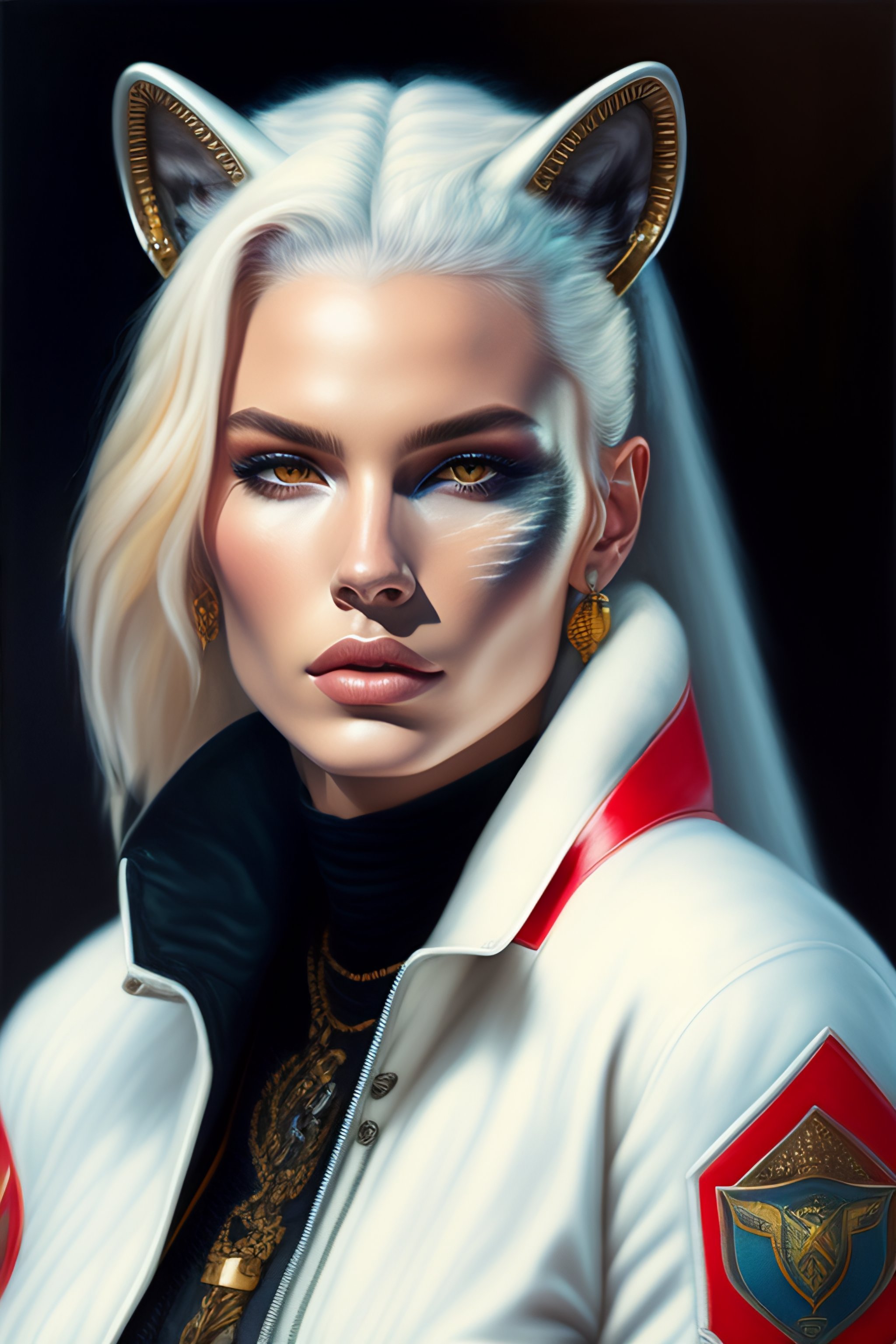 Lexica - Cyberpunk soldier white tiger is women, punk jacket ...