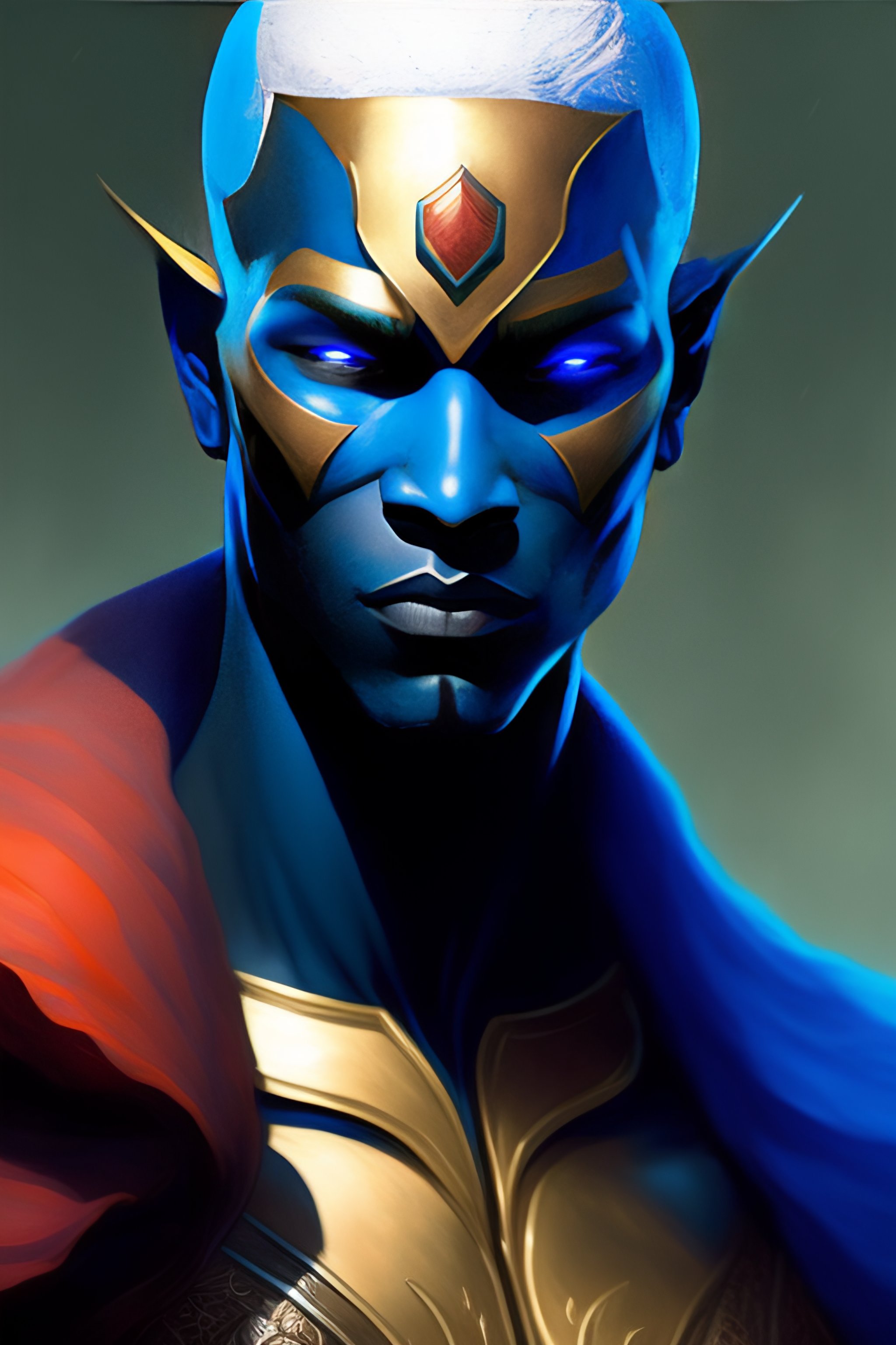 Lexica - Blue skinned air genasi who has black mask on his face, D&D ...
