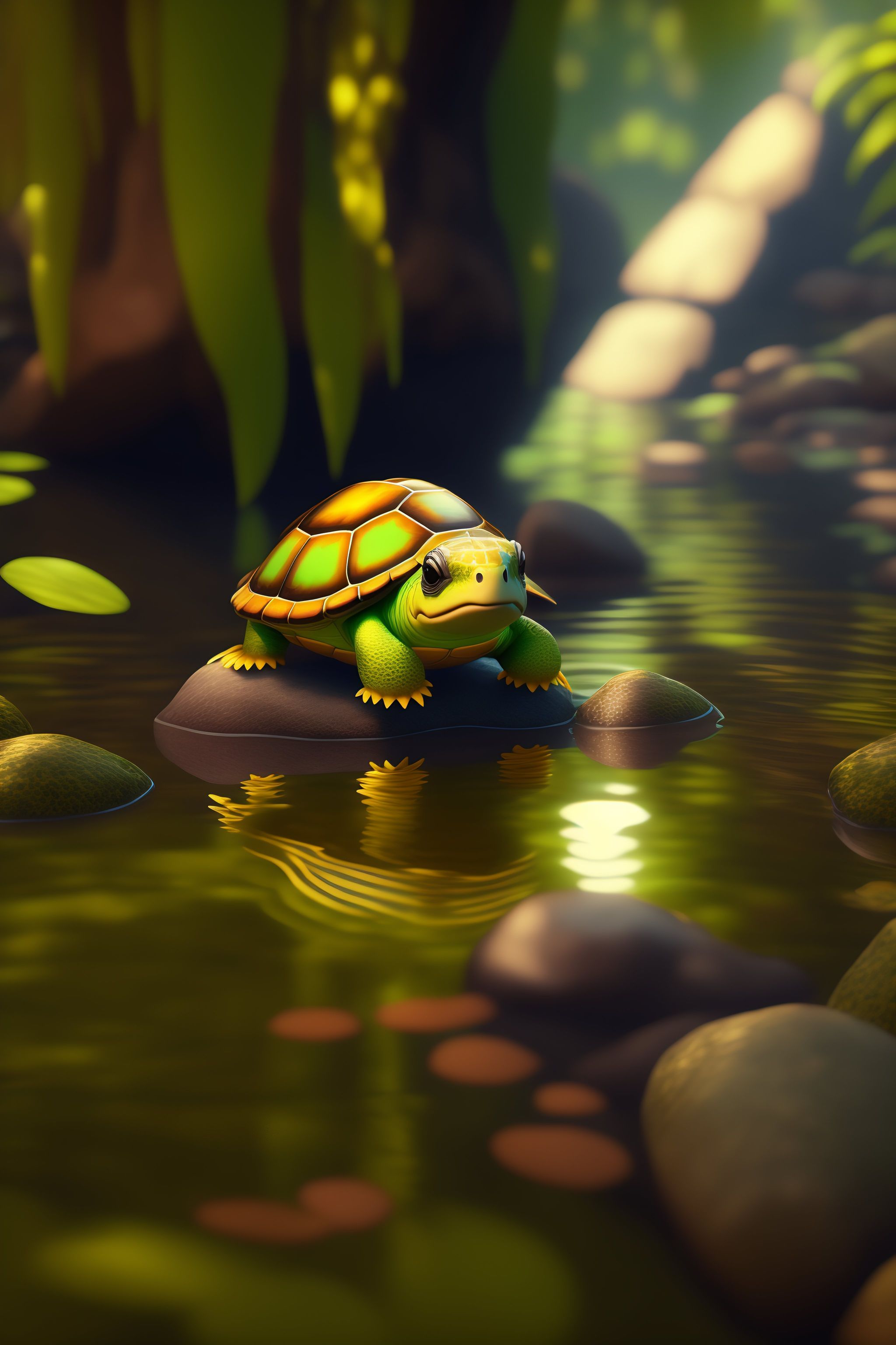 Lexica - Cute adorable little turtle greating me with yellow cloth ...