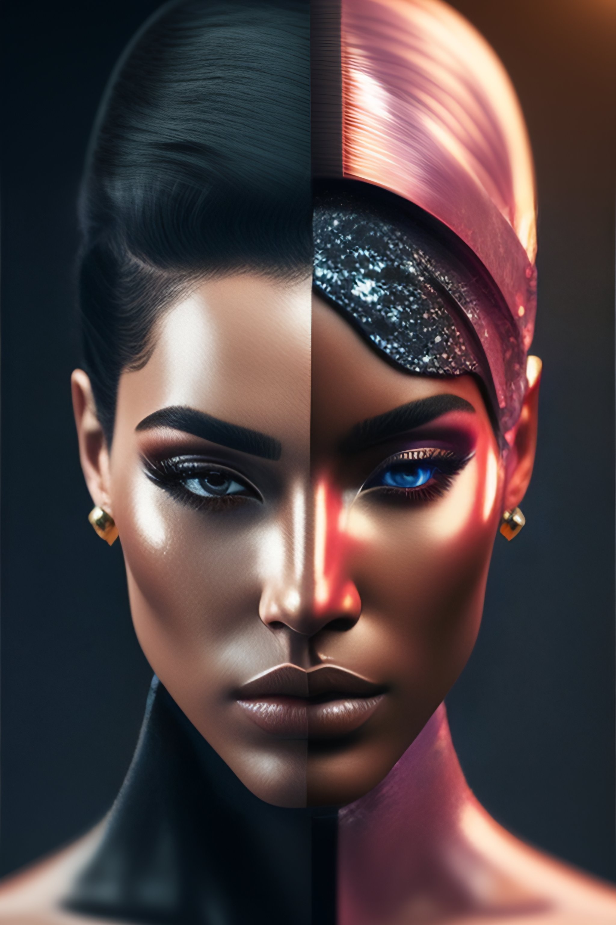 Lexica - Half man face half woman marble mask shattered on the ground ...