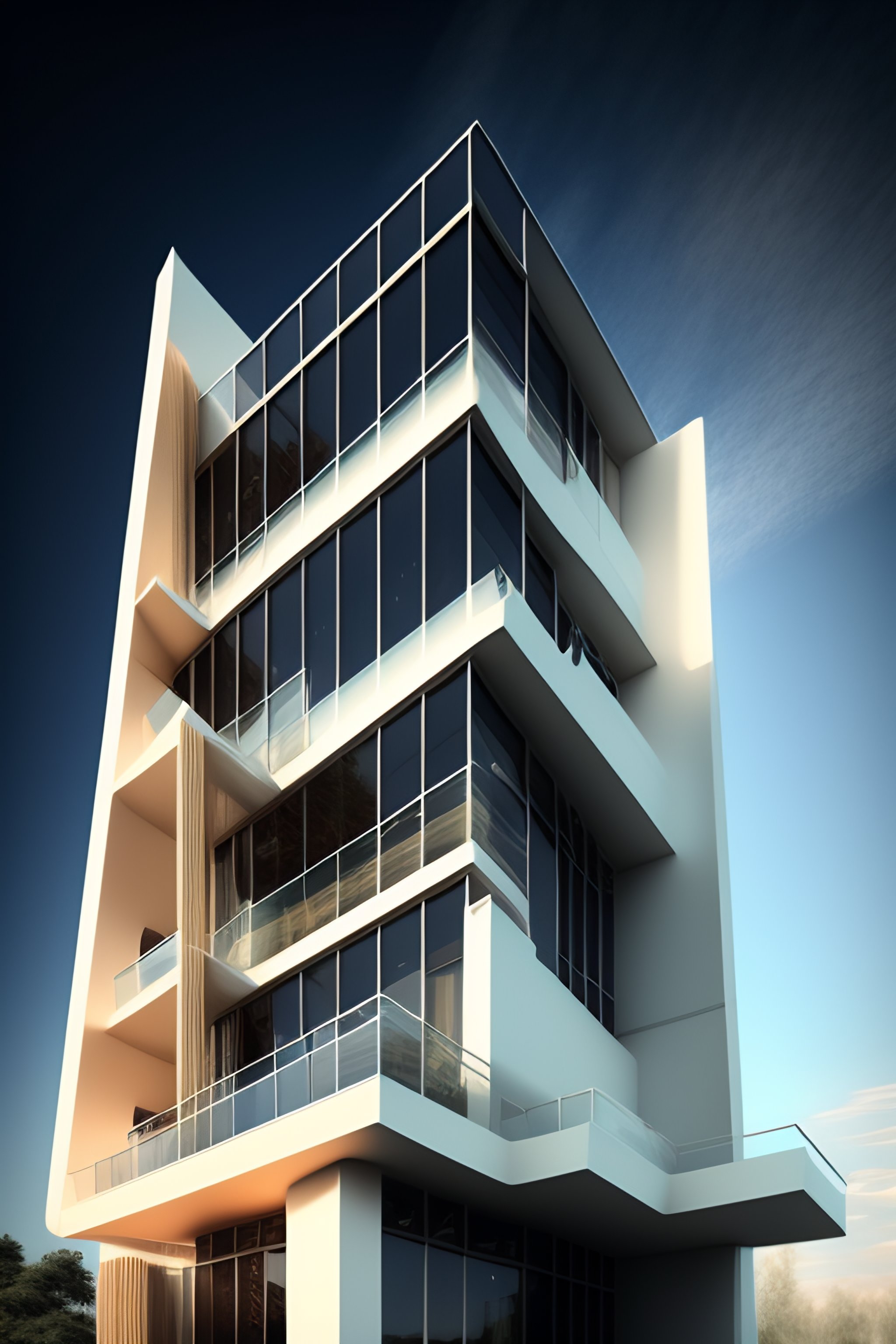 Lexica - Image of a three floor modern building, realistic, photography ...