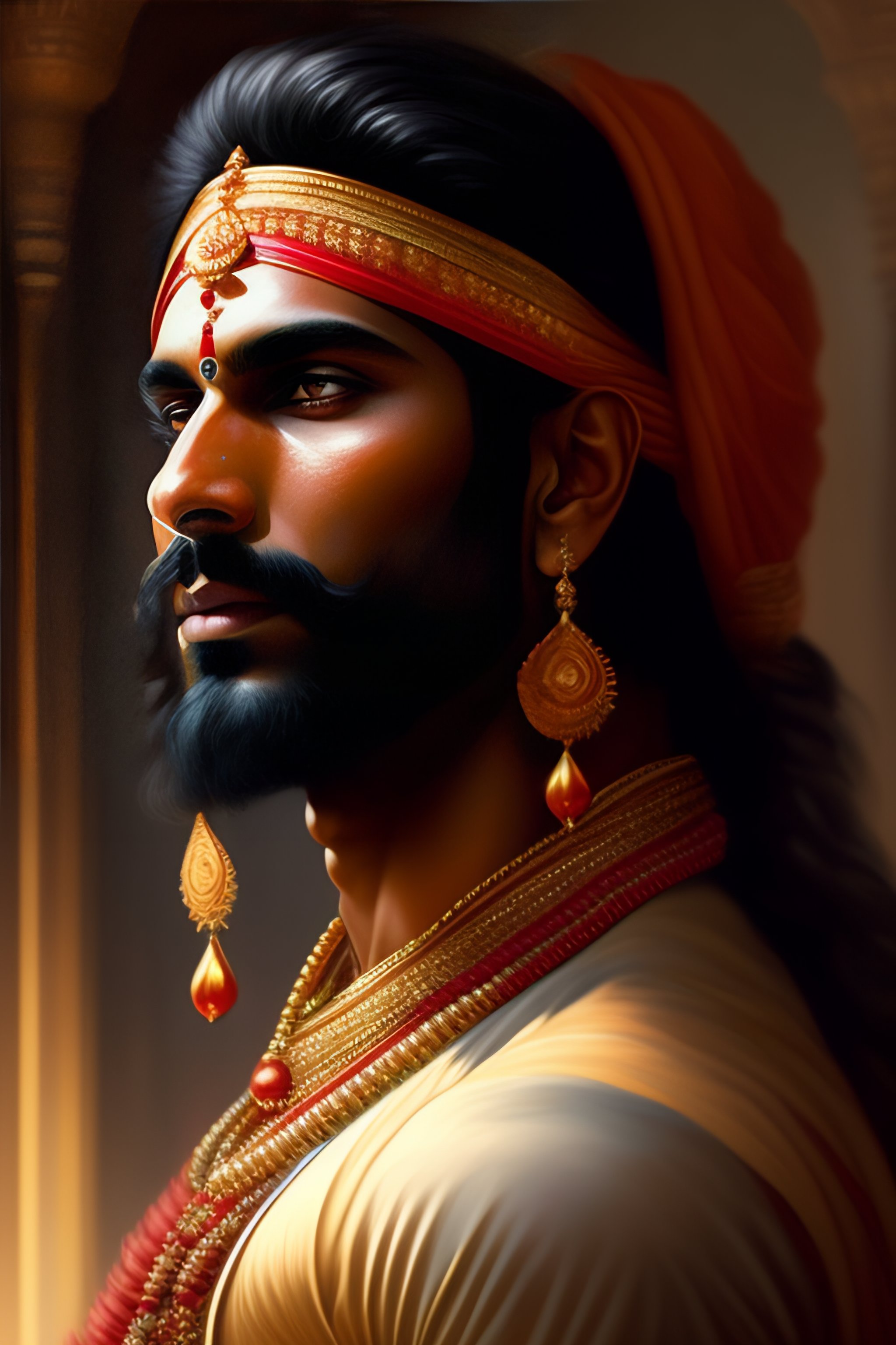 Lexica - A painting depicting a beautiful Indian man, god like by Greg ...