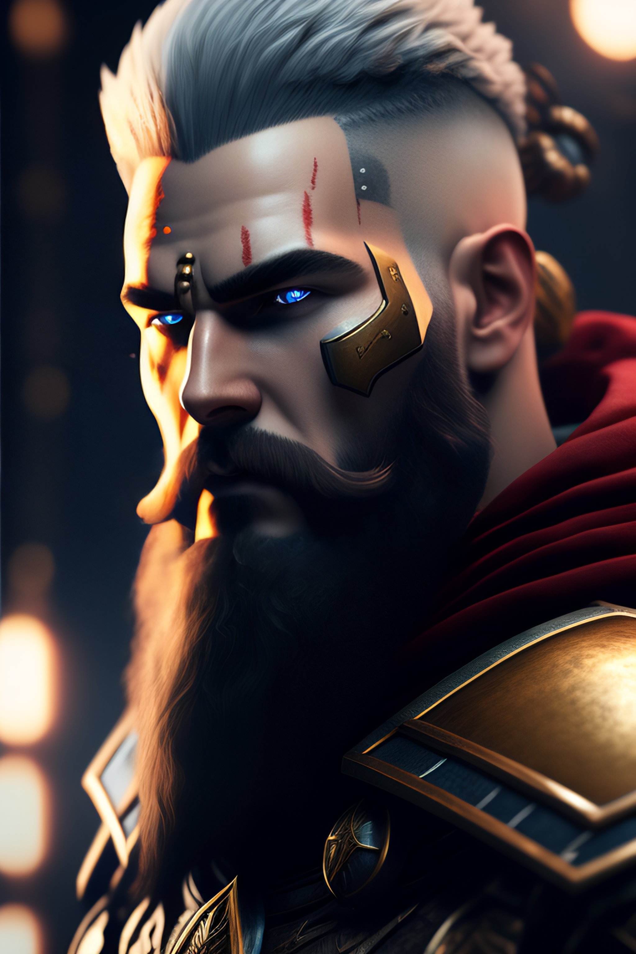 Lexica - Sci-Fi brave viking, scars on his face, with war hammer, with ...