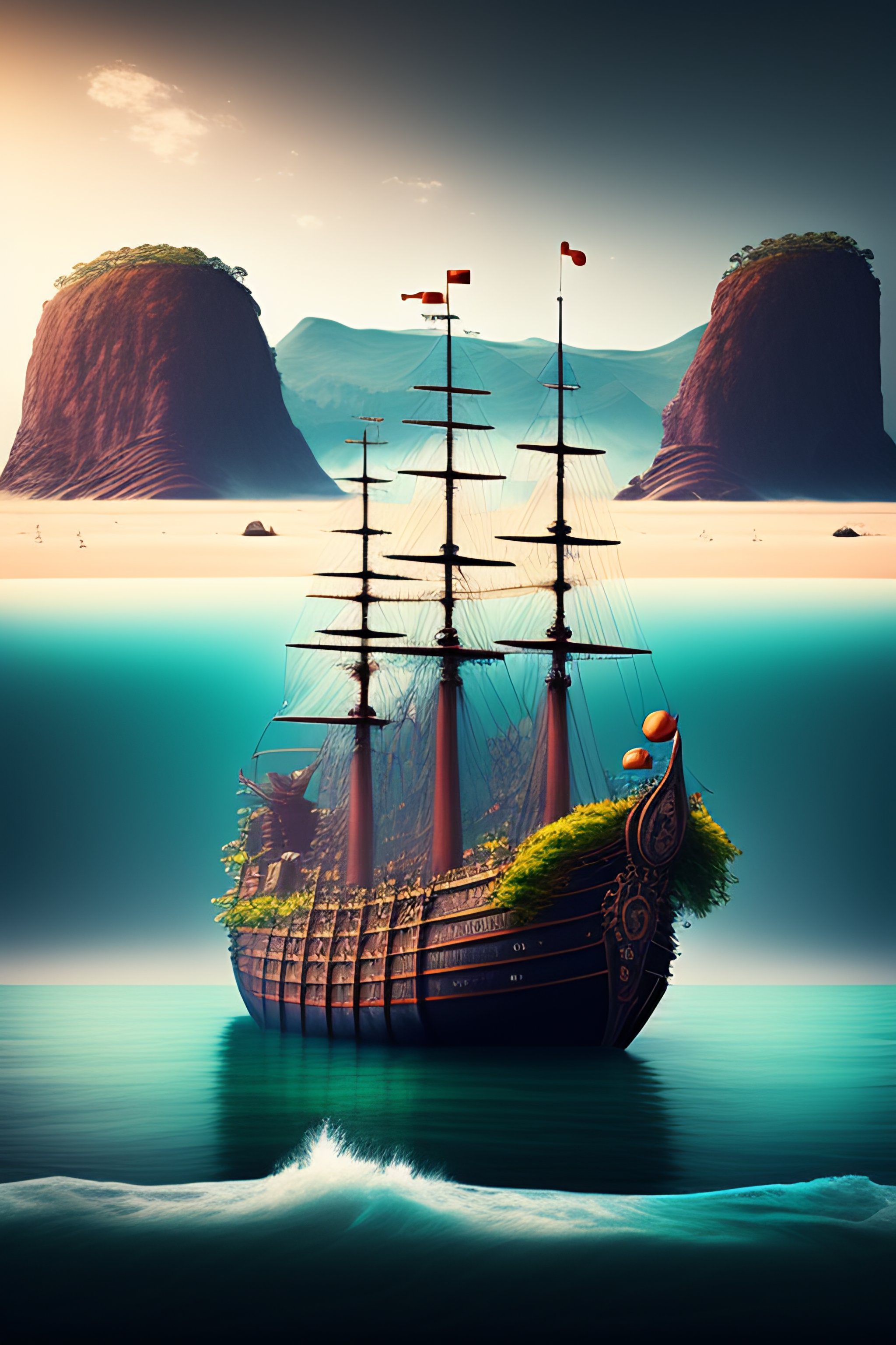 lexica-landscape-of-a-pirate-ship-in-a-pirate-cove