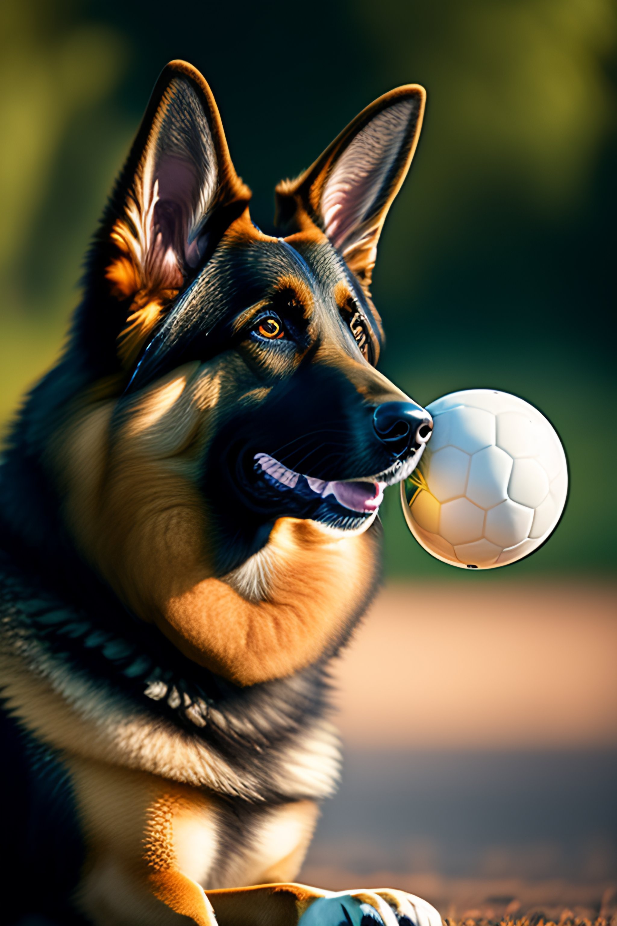 Lexica - German shepherd dog playing with a ball