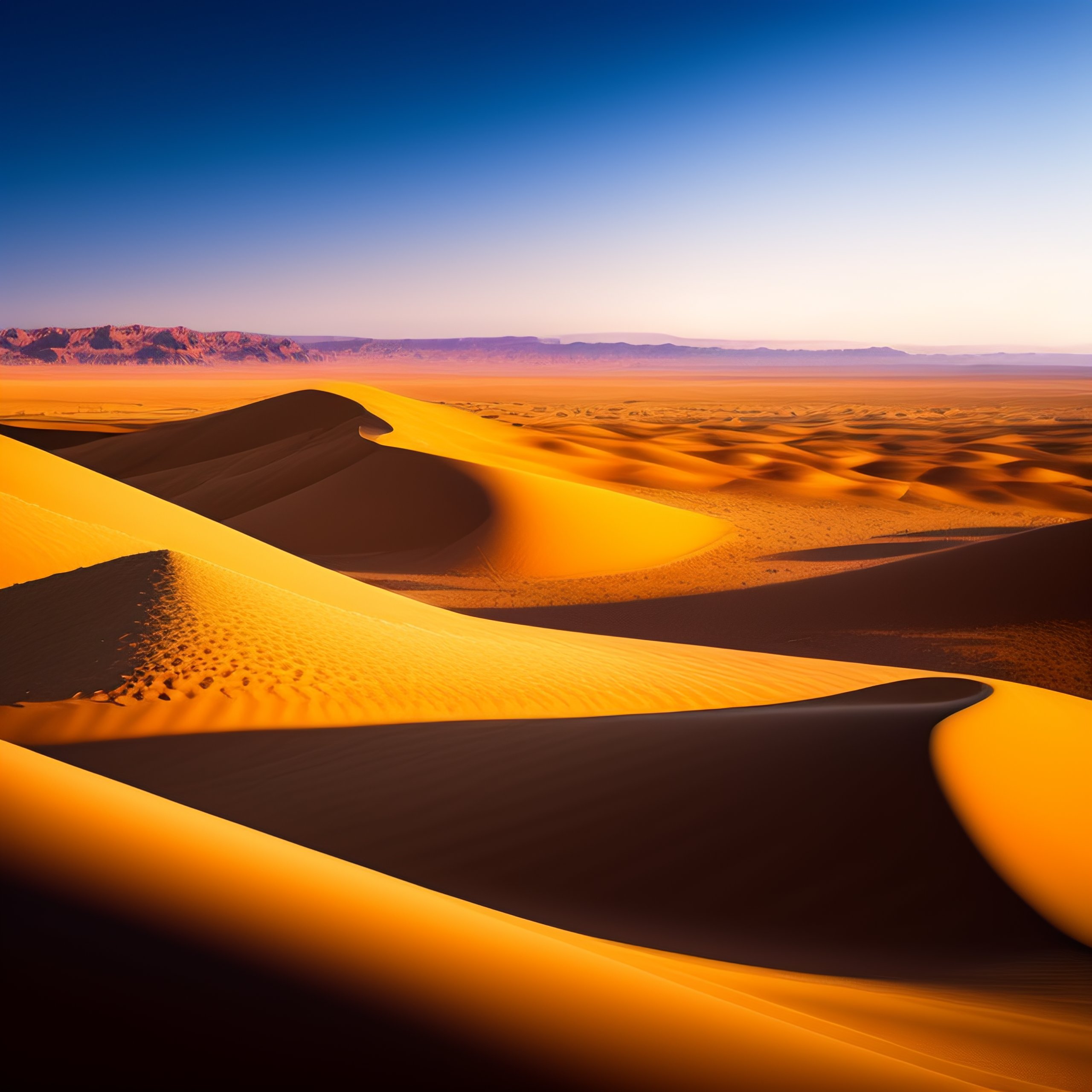 Lexica - Desert landscape, golden-brown sand, dunes and ridges, clear ...