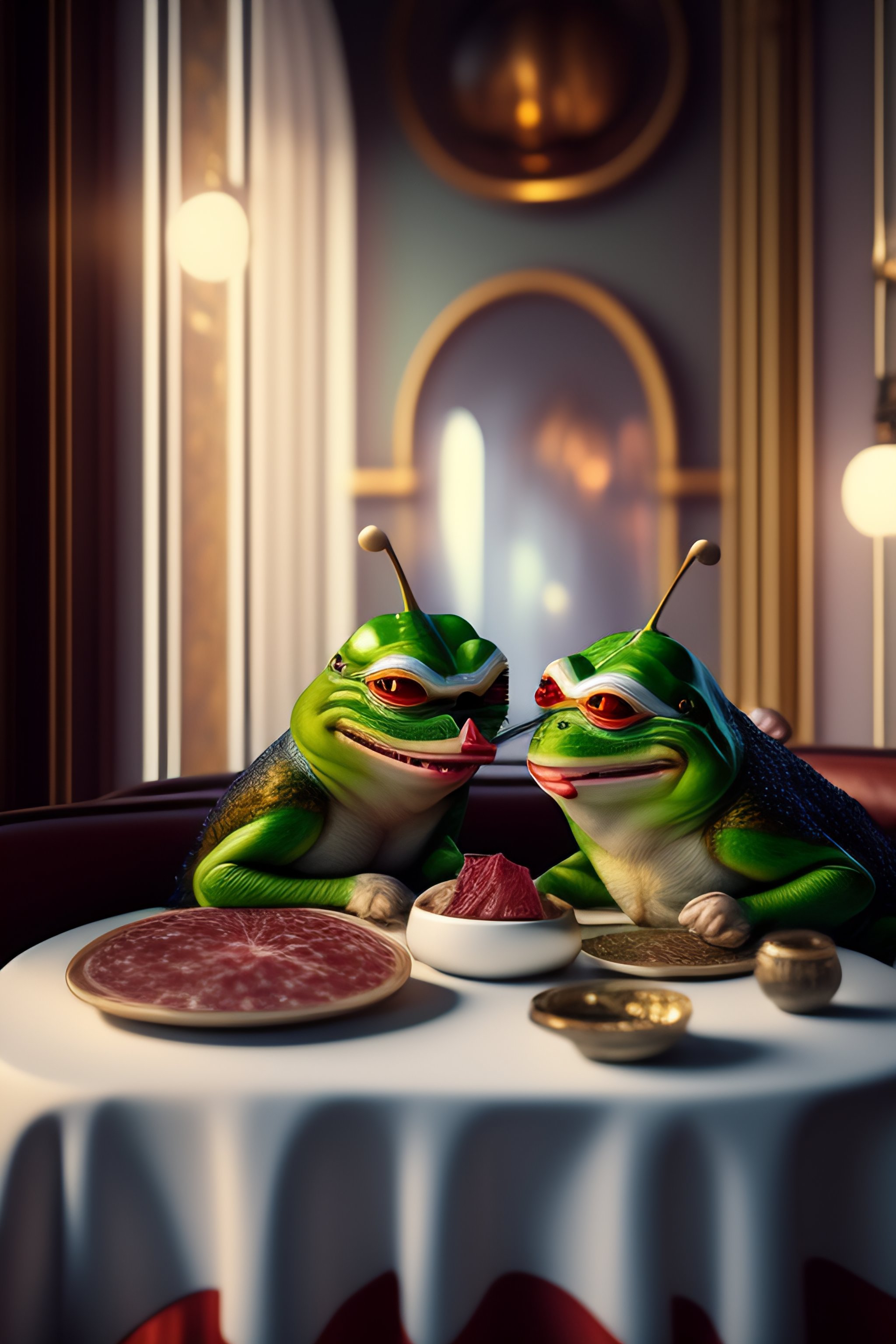 Lexica - Hyper realistic detailed image of a happy pepe the frog and ...