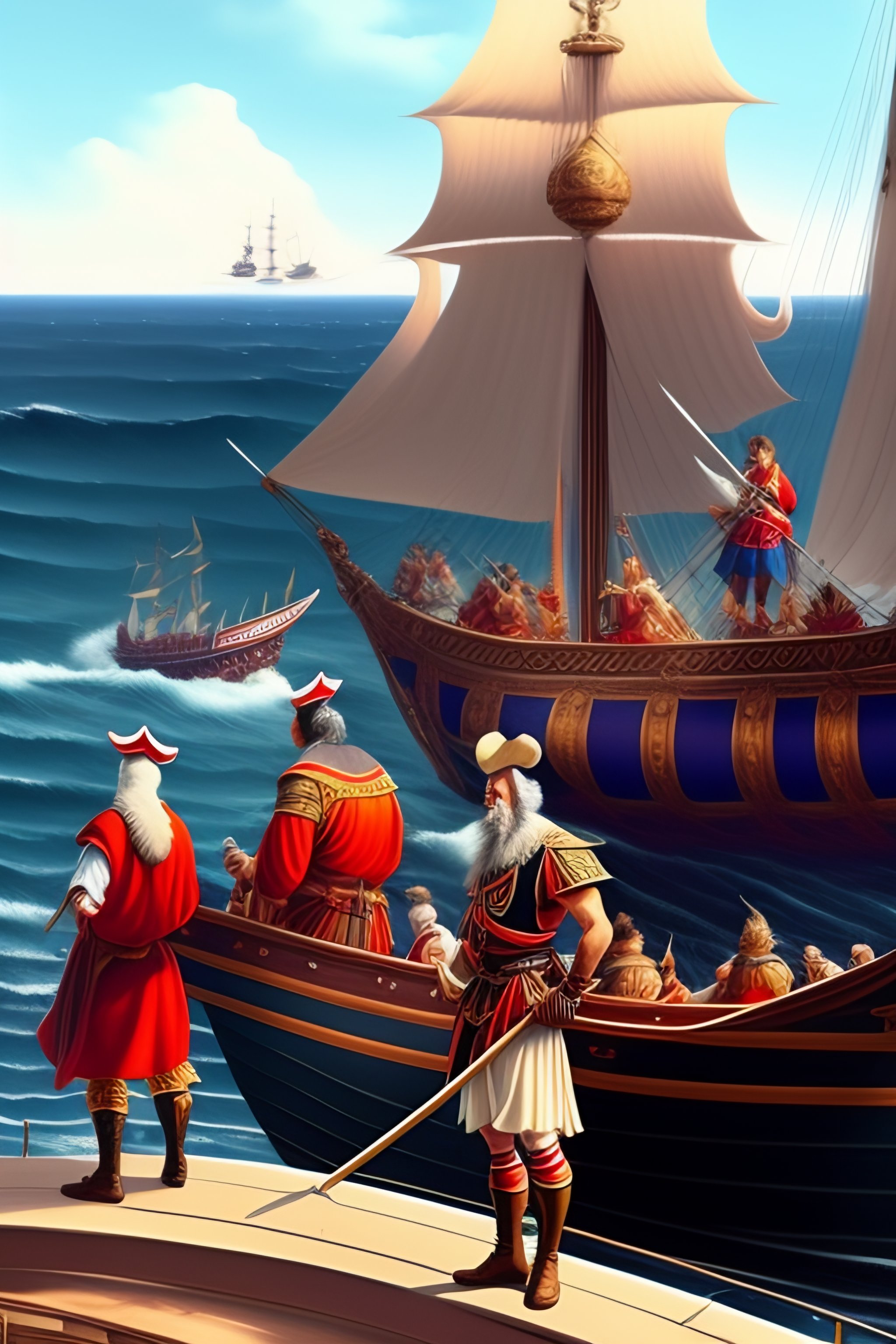 Lexica - Multiple legendary male sailors on a single huge medival ship ...