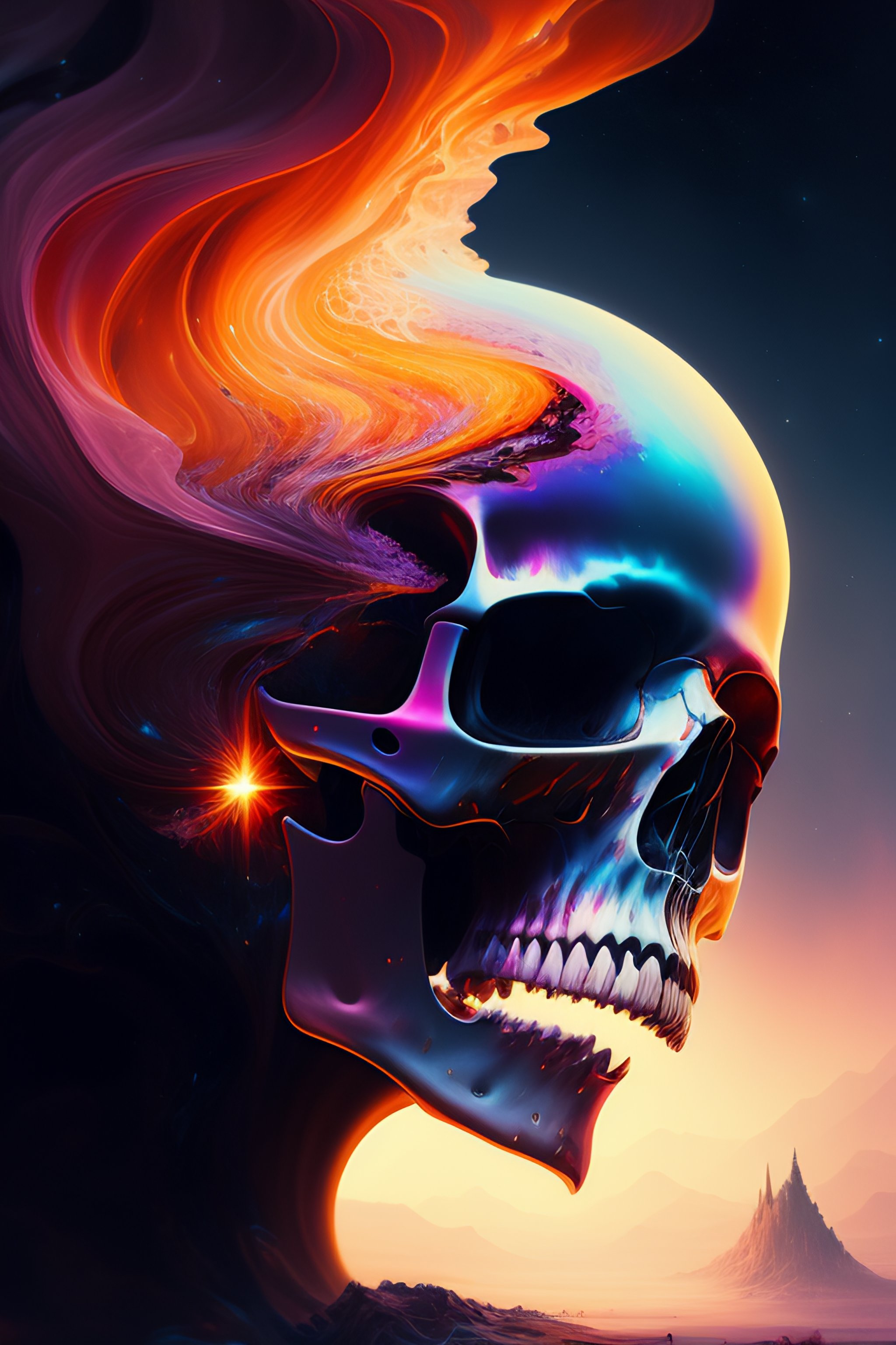 Lexica - "By mandy jurgens : beautiful skull melting into nebula ! Borderlands: Oil splash!! Oil ...