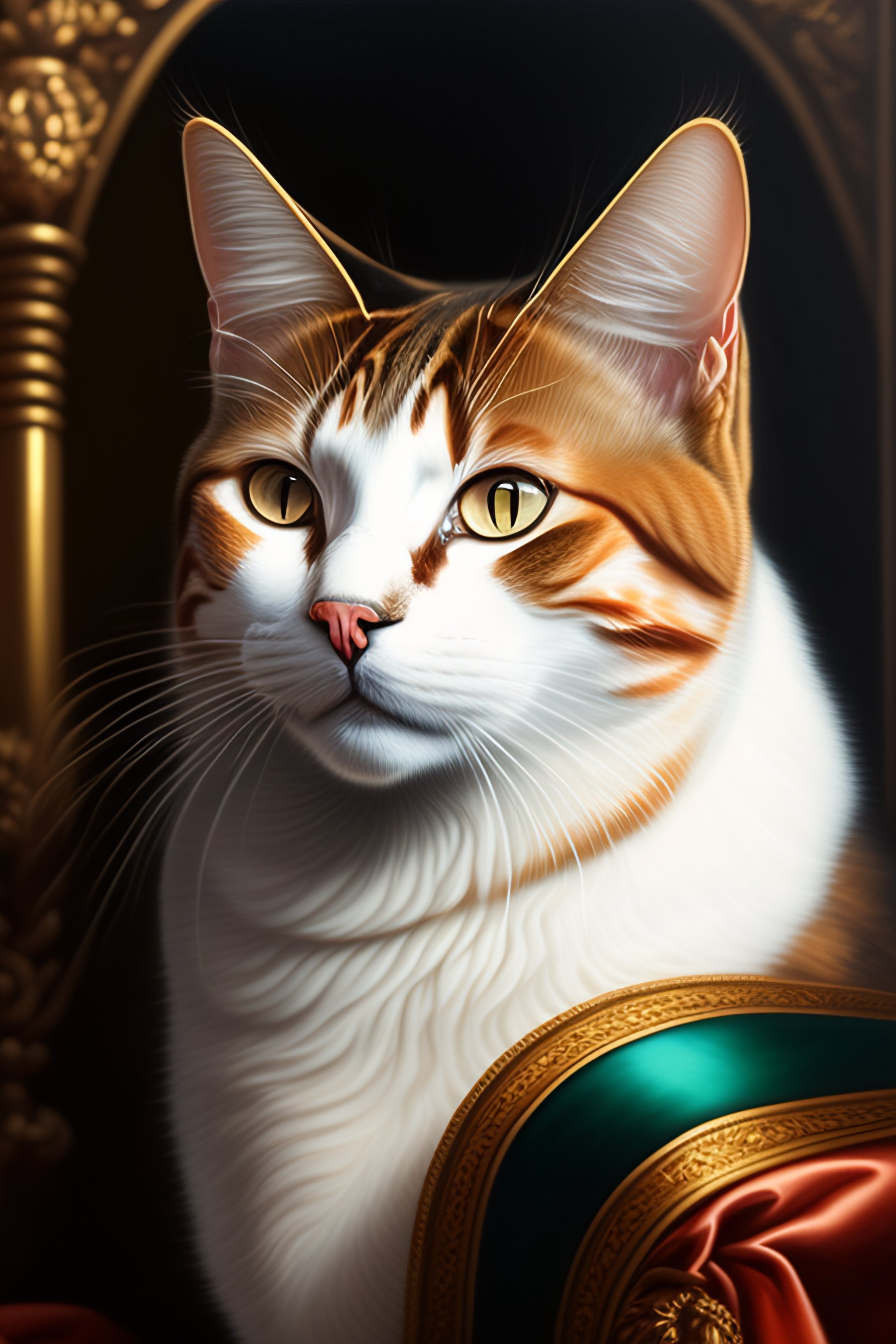 Lexica - Cat portrait, happy face, front, oil paint, Baroque oil ...