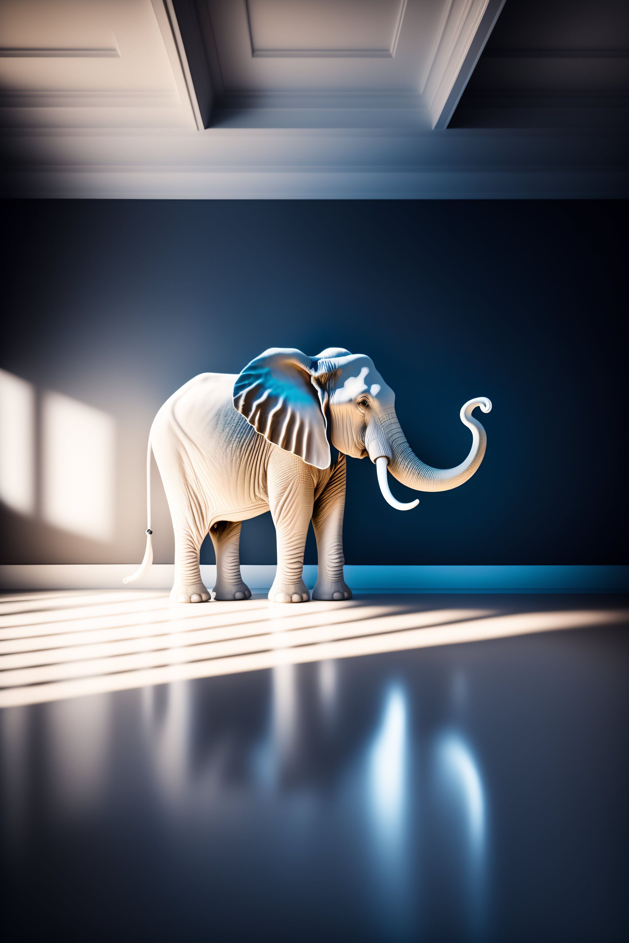 Lexica - Large white elephant in an empty roon, photorealistic ...