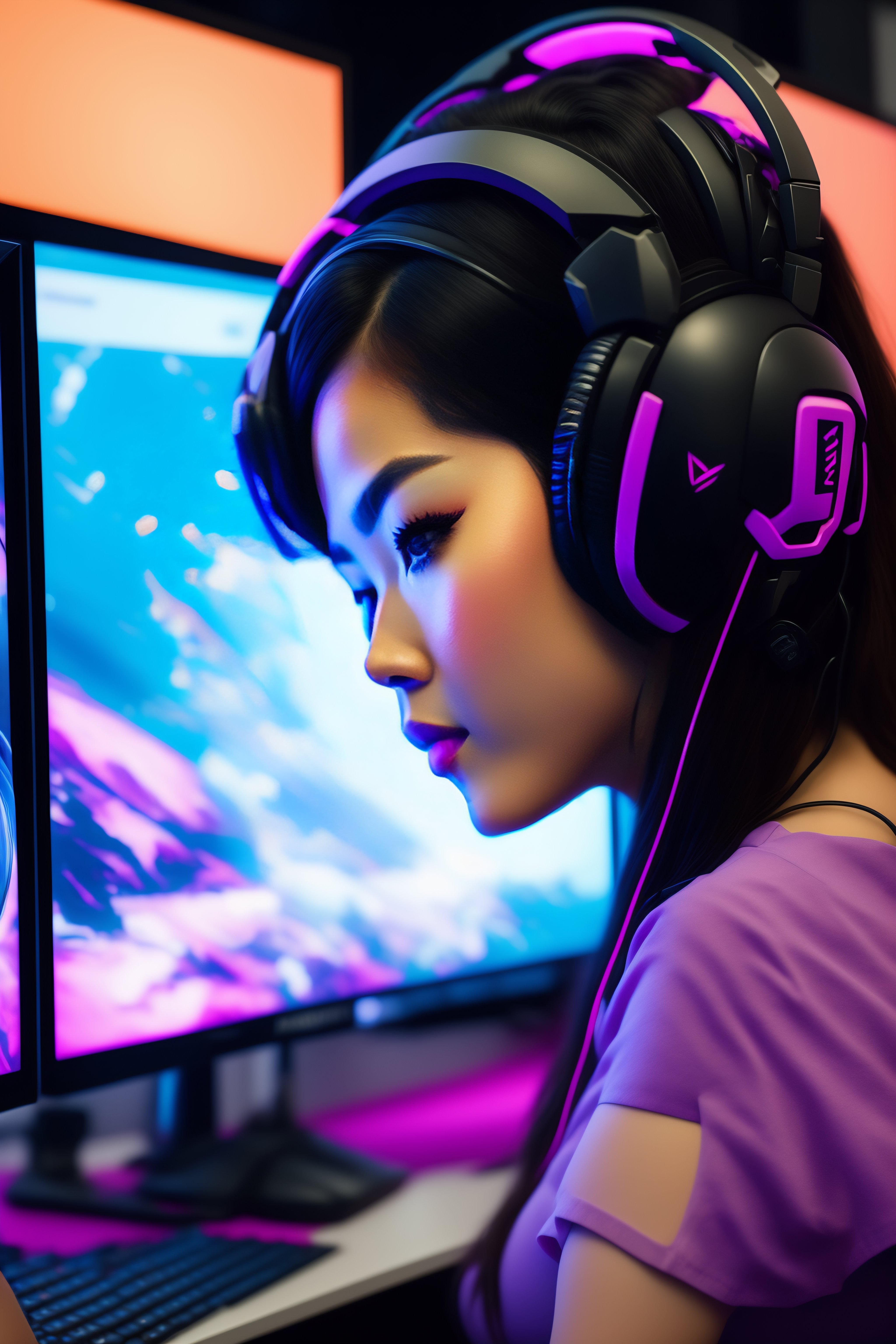 Lexica - Dva using computer and playing League of Legends