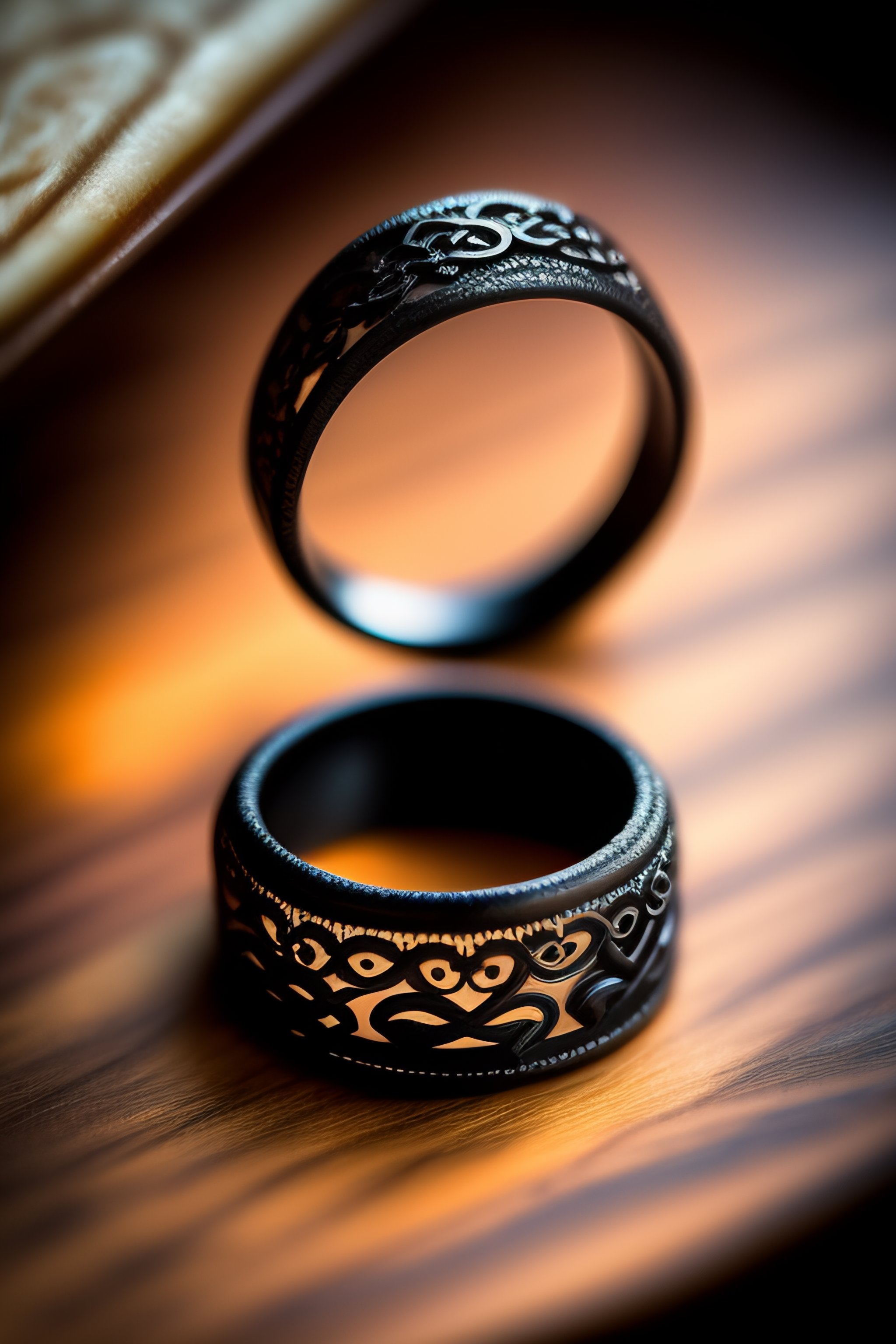 Lexica - Berlin black iron ring in a Victorian Gothic style, delicate ...