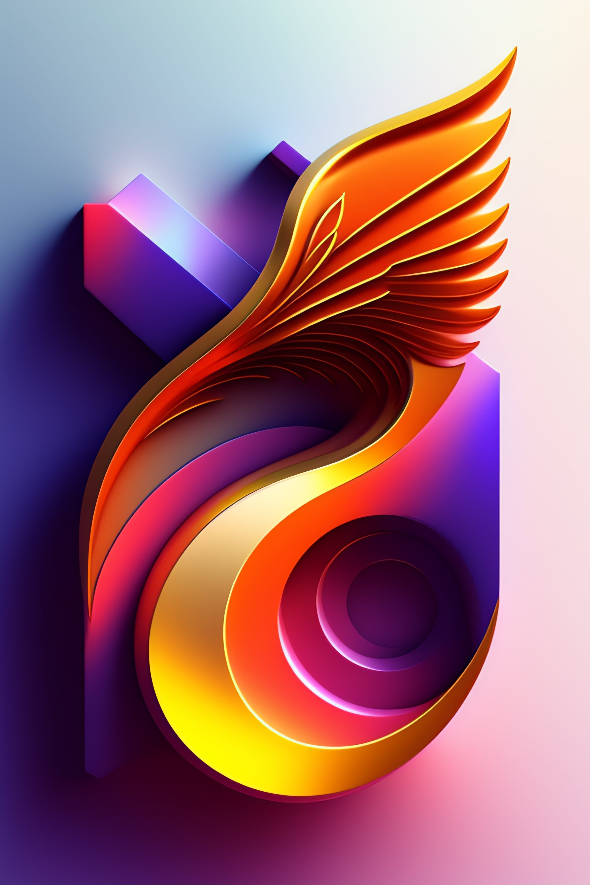 Lexica - 3d icon render of a phoenix, isolated over a white background ...