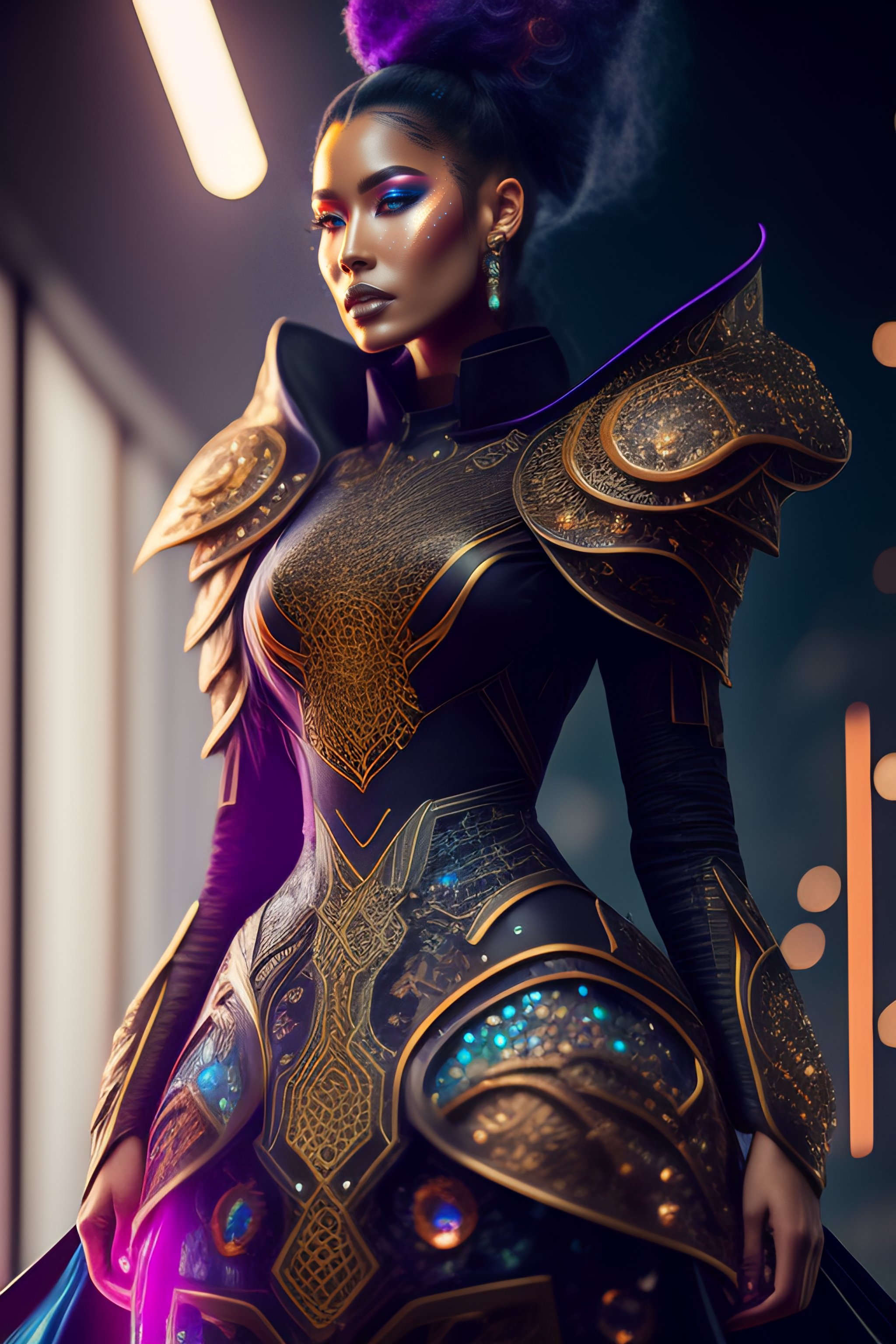 Lexica - Epic fantasy sci-fi dress made of circuitry and technology ...
