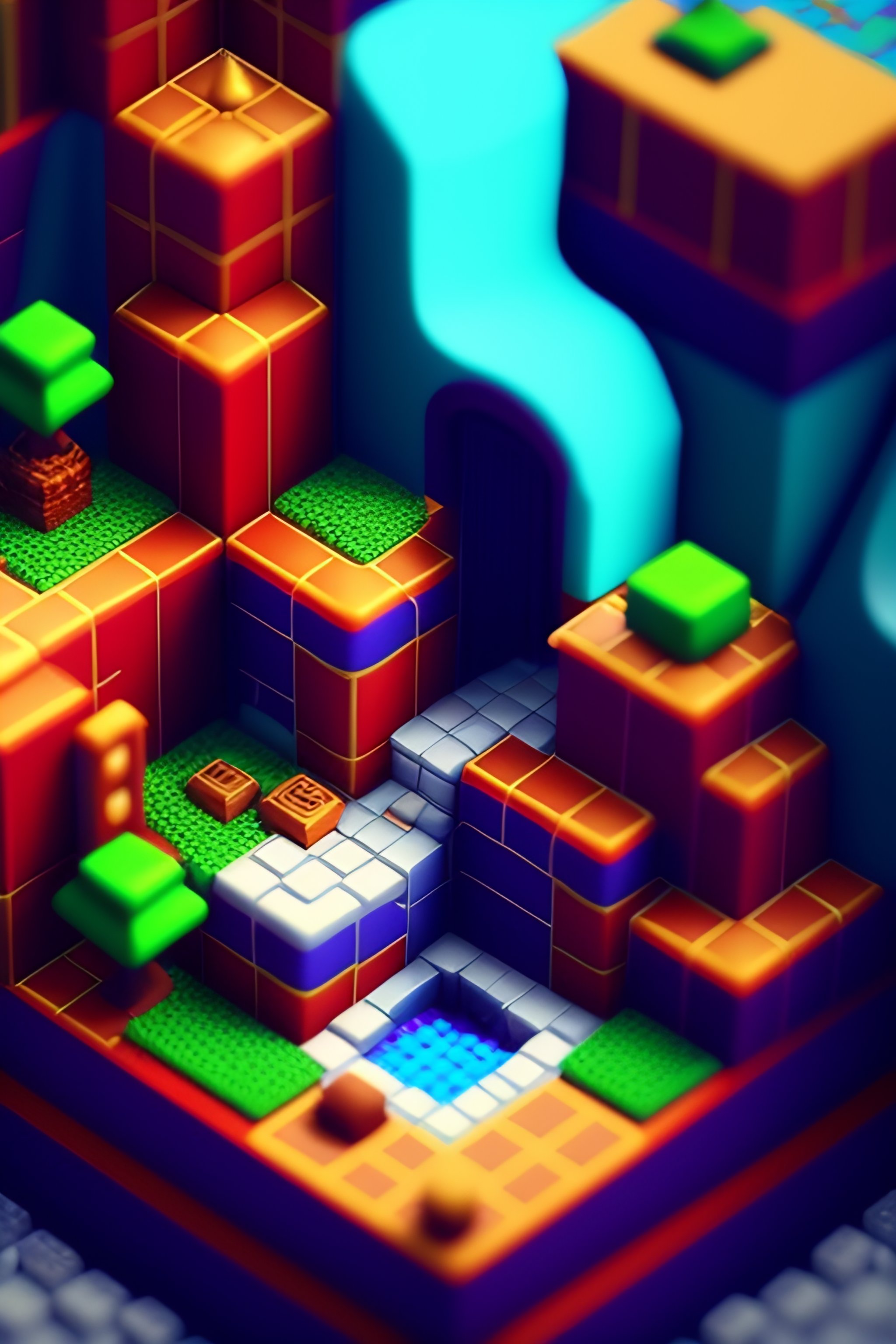 Lexica - Detailed isometric super mario bros level, pixel art, unreal ...