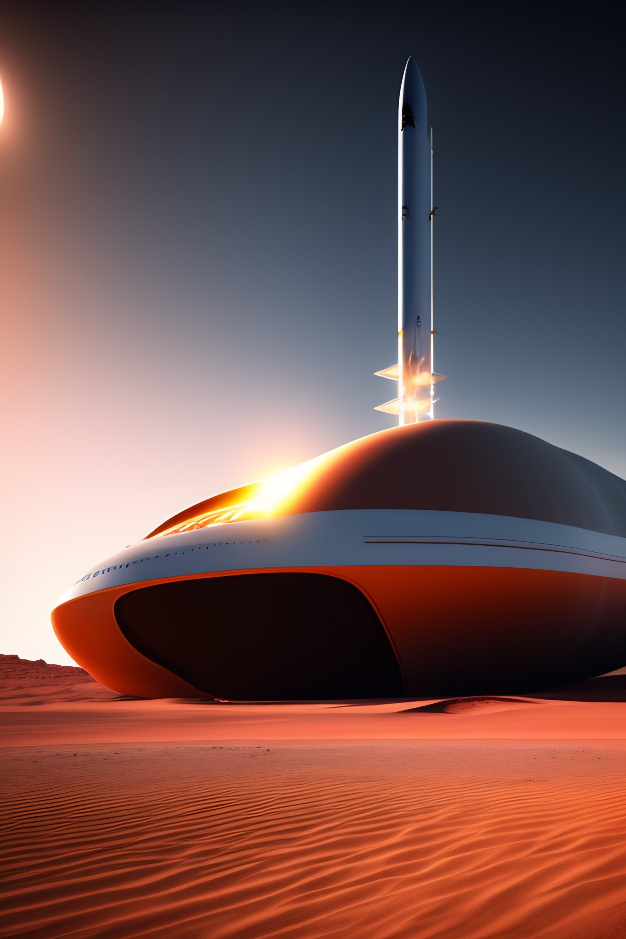 Lexica - 50mm Photograph of SpaceX starship designed by SpaceX landed ...