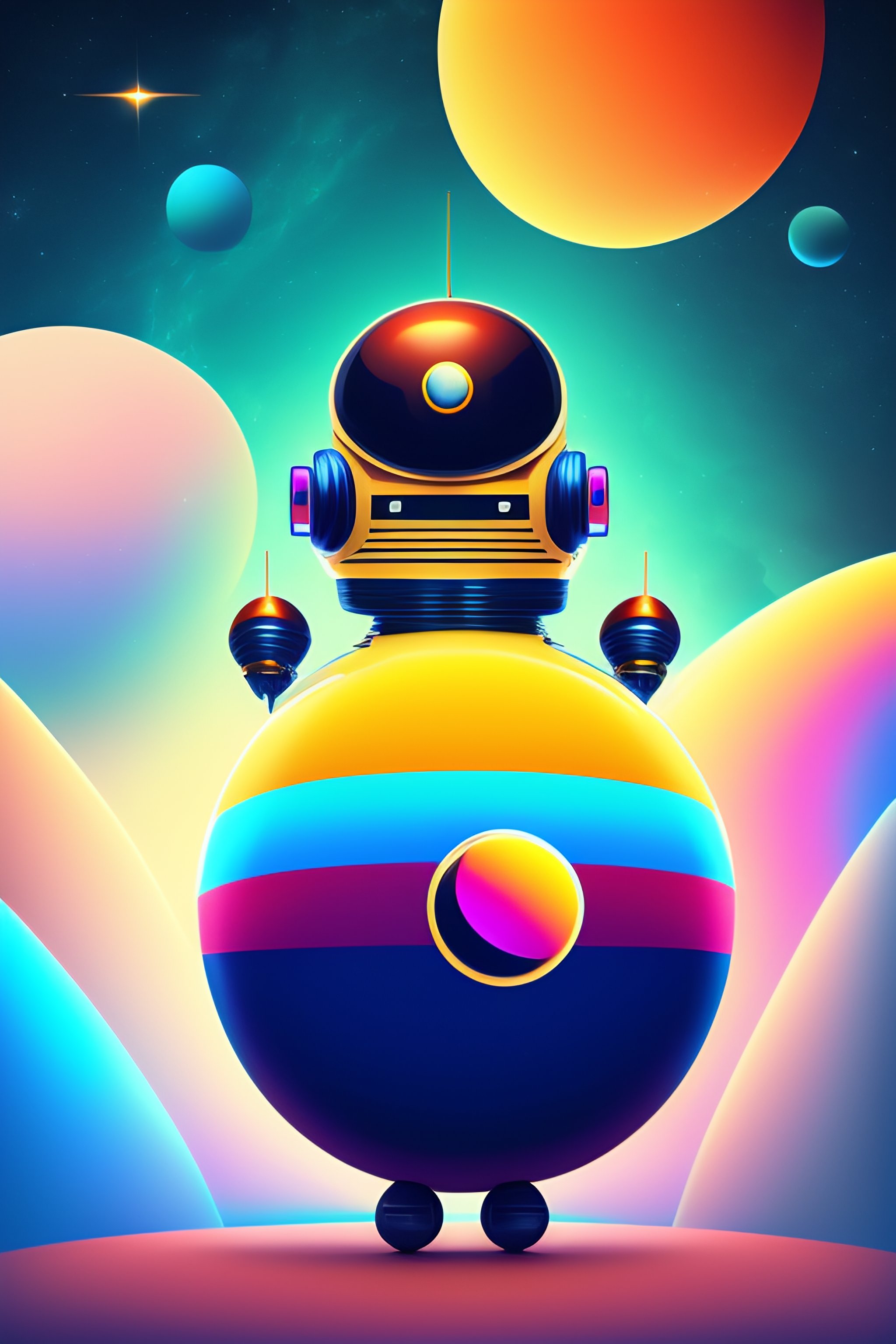 Lexica - A mascot robot, modern robot, round robot, cartoon, flying ...