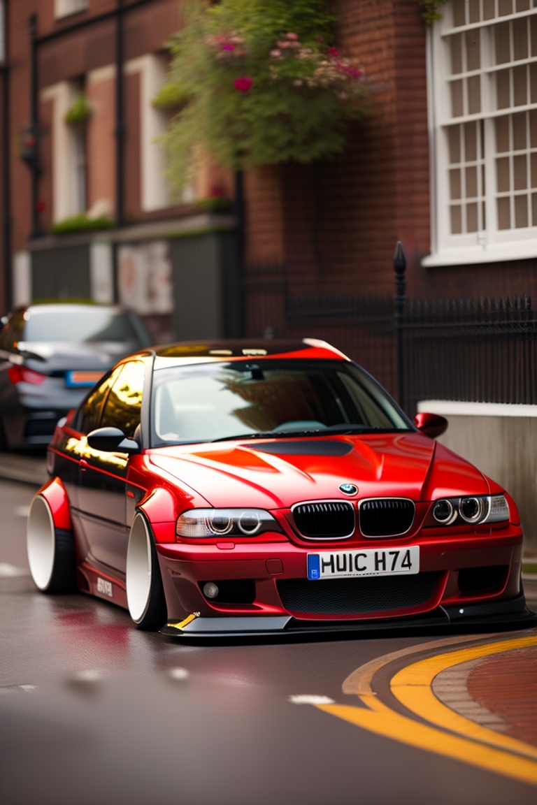 Lexica - Black e46 bmw, red stock, drifting through london, realistic