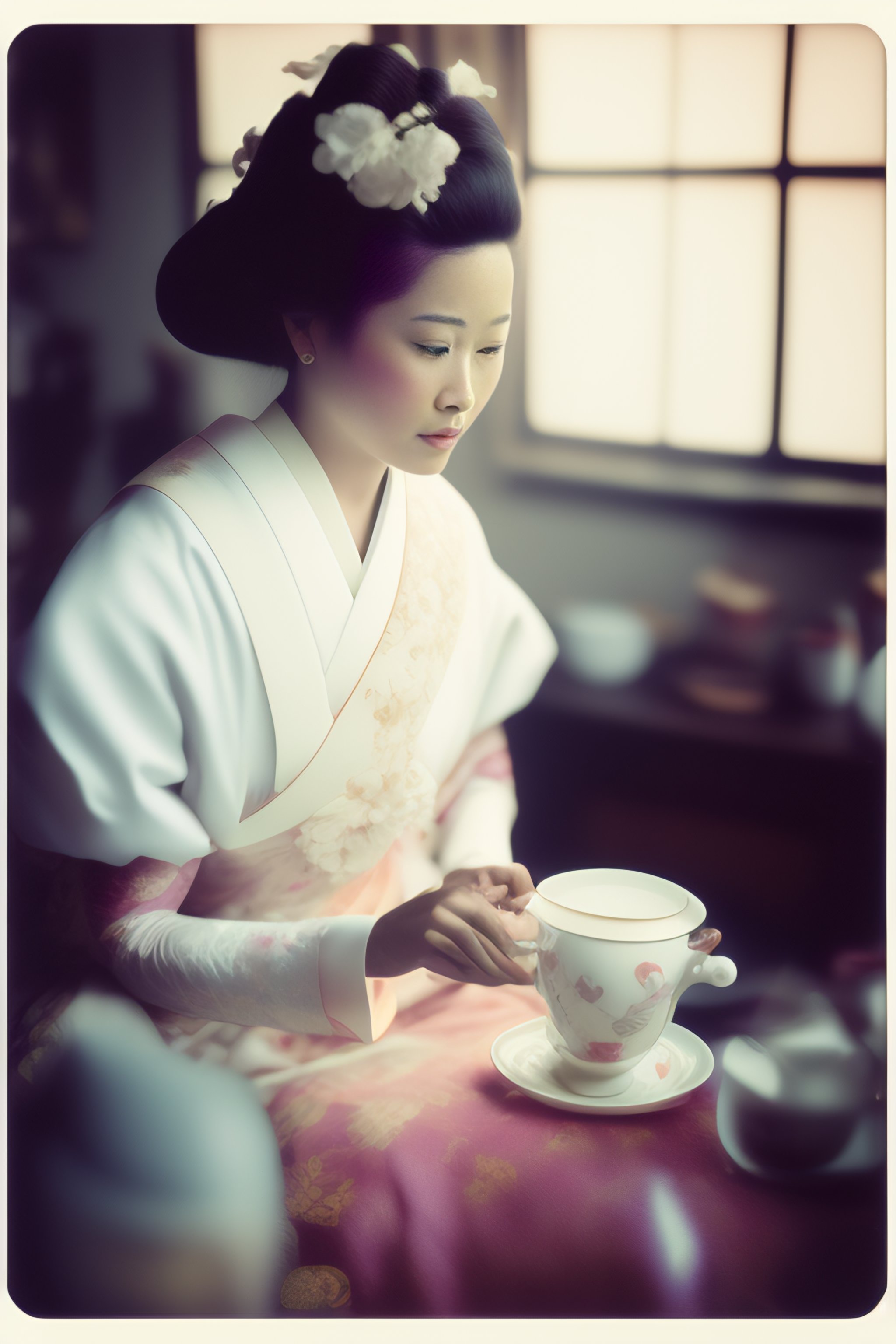 Lexica - Tea room geisha serving tea, one light, intricate, elegant ...