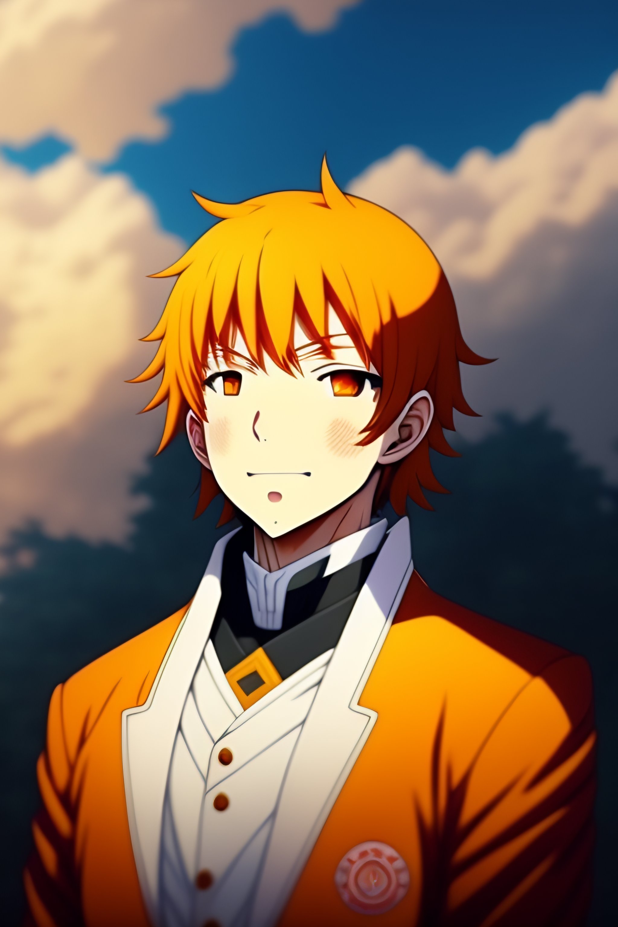 Lexica - Portrait, matsumoto from bleach, matsumoto, orange hair, magic ...