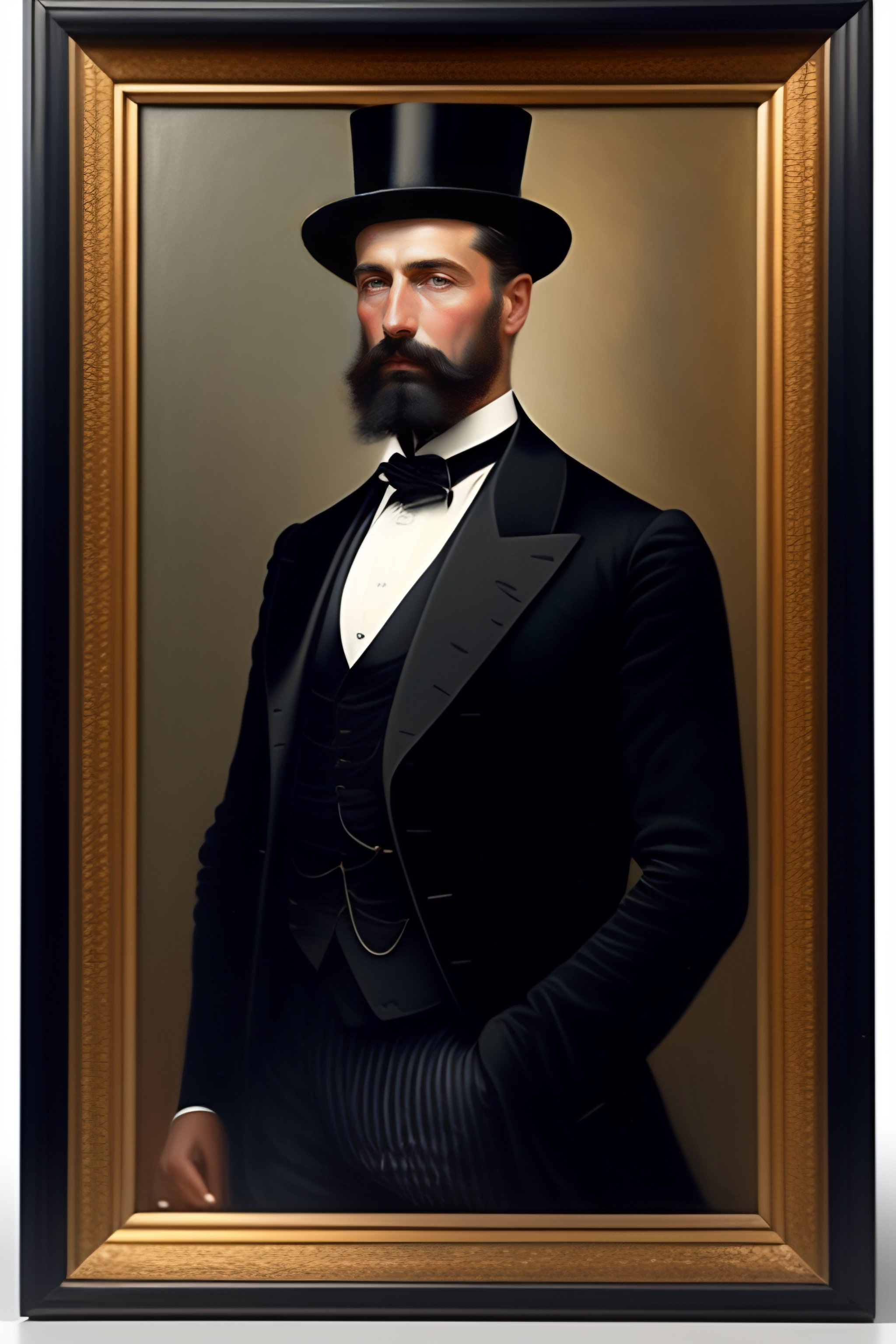 Lexica - An painting of an Edwardian man wearing a black ensemble and ...