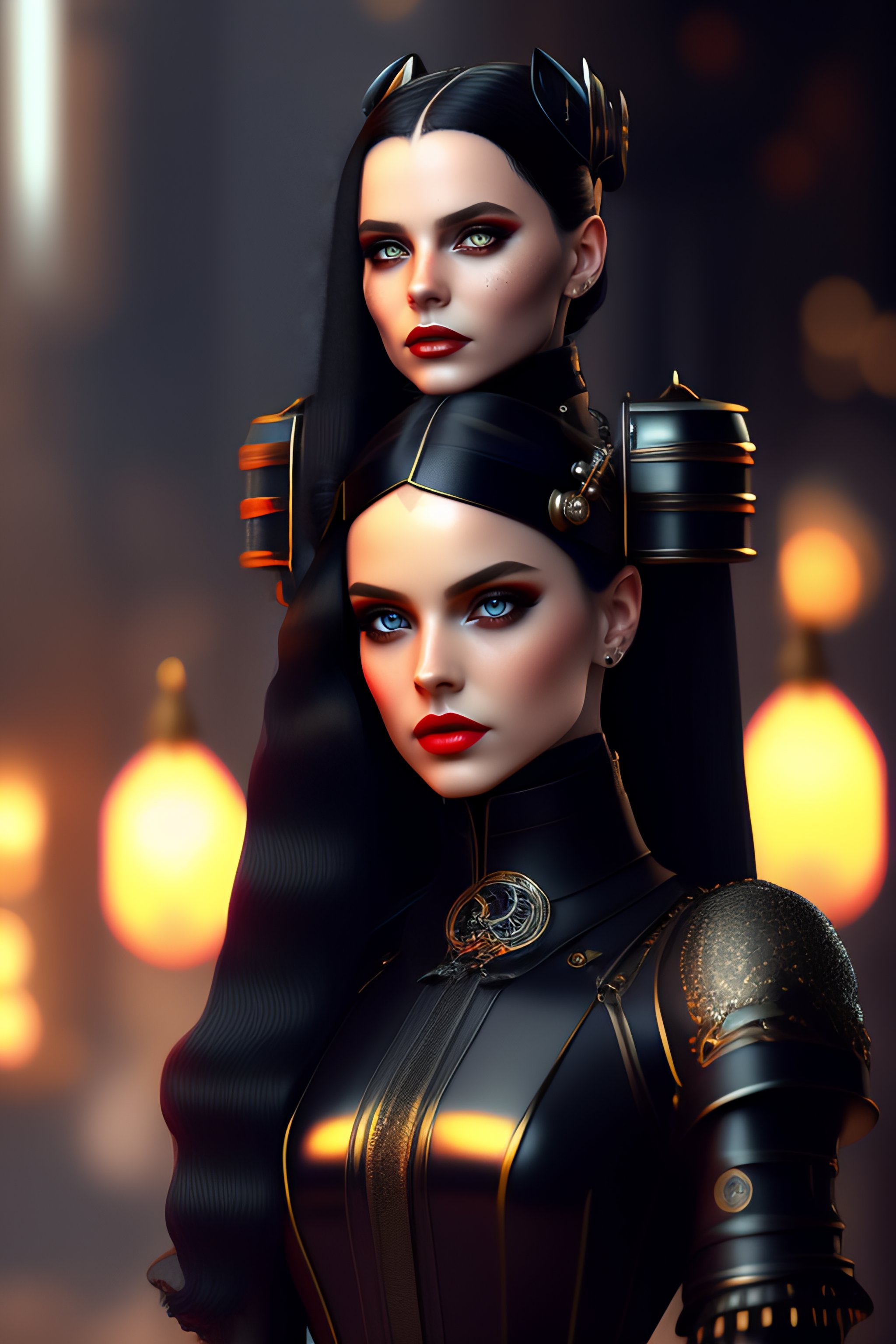 Lexica - Robotic Wednesday Addams stunning cyberpunk steampunk wearing ...