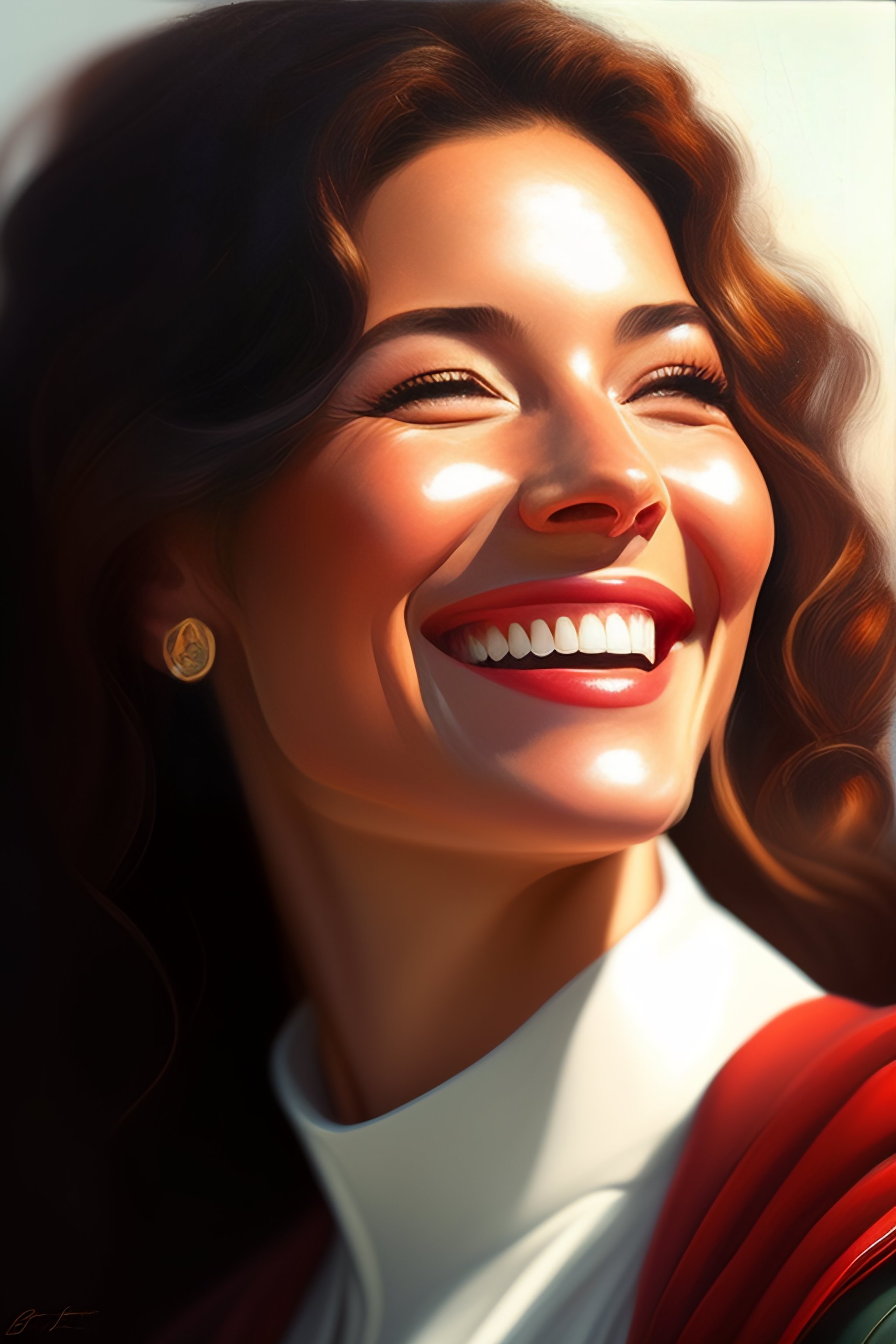 Lexica - Woman laughing out loud, art by Eugenia firs ArtStation,