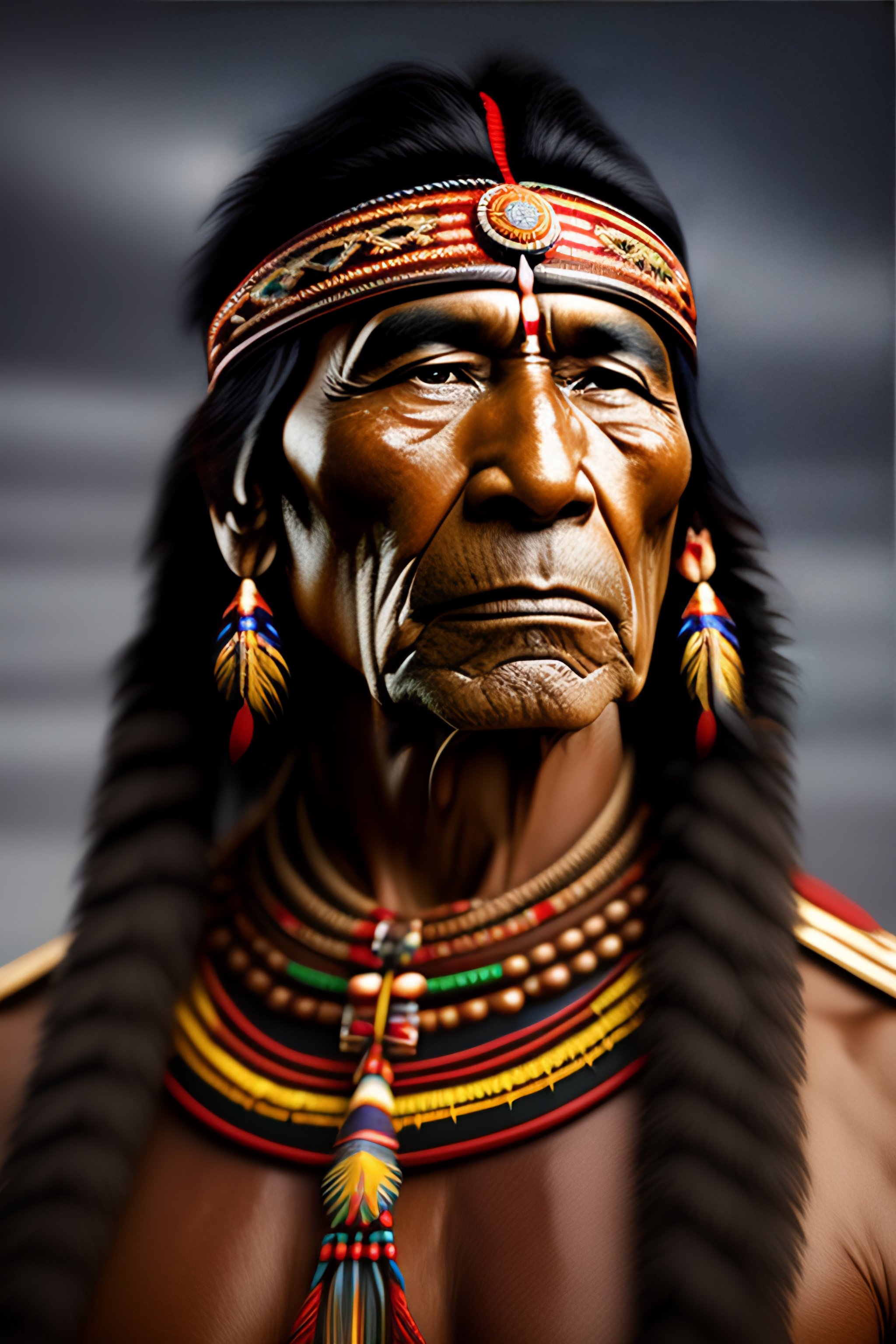 Lexica - Native american chieftain man portrait in 3d digital art ...