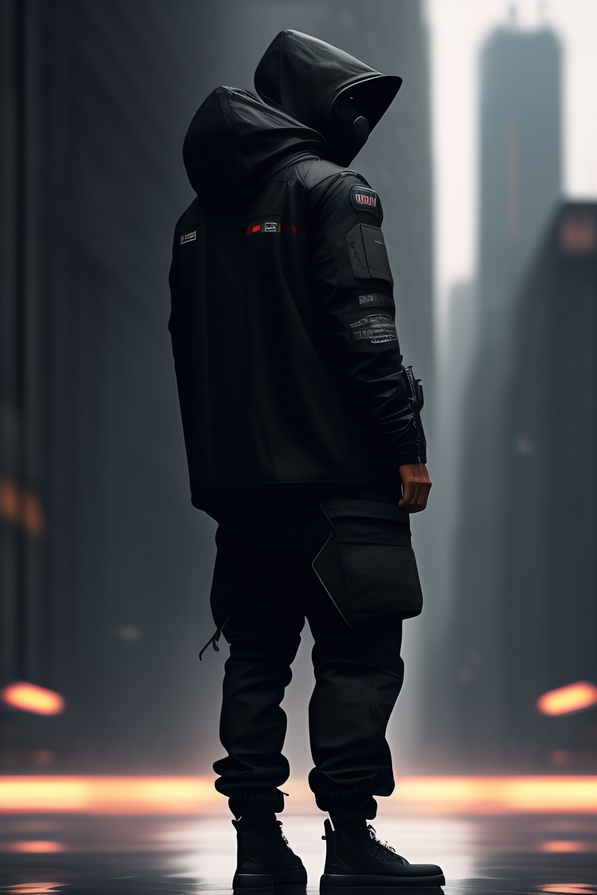 Lexica - Medium shot of a robot wearing techwear in the style of greg ...