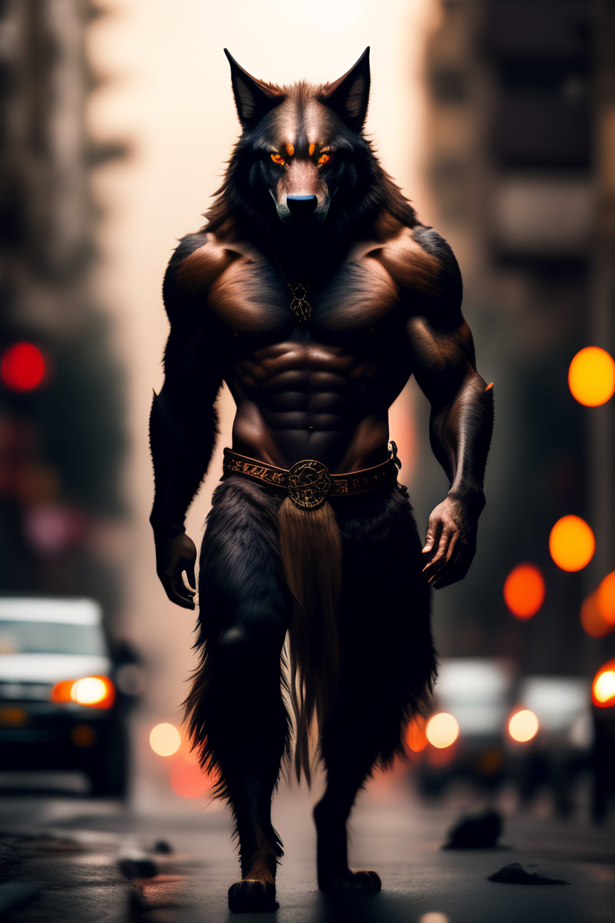 Lexica - A Werewolf walking through the Brazilians Streets, shot body ...