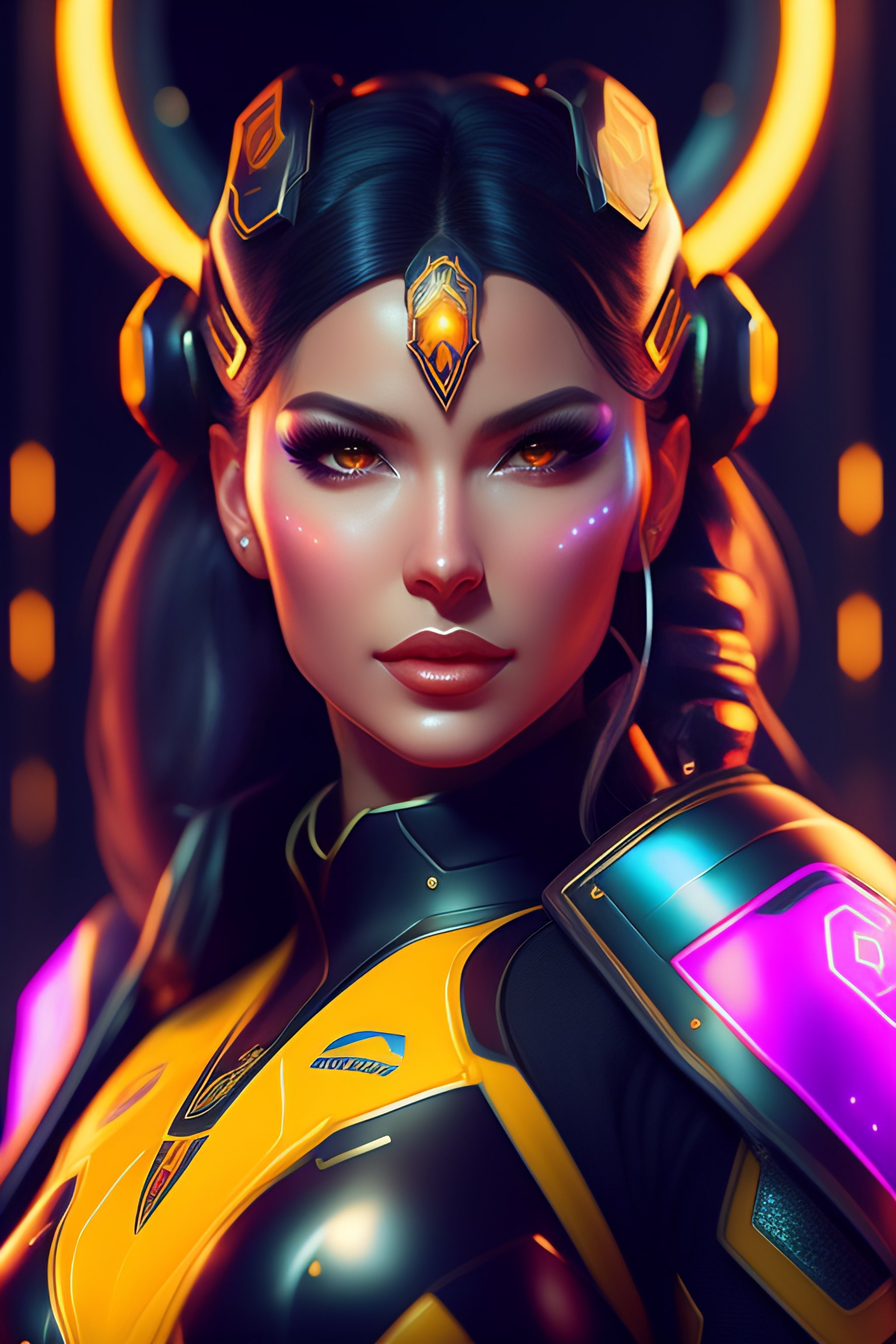 Lexica - Symmetry portrait of dva from overwatch, closeup, sci - fi ...