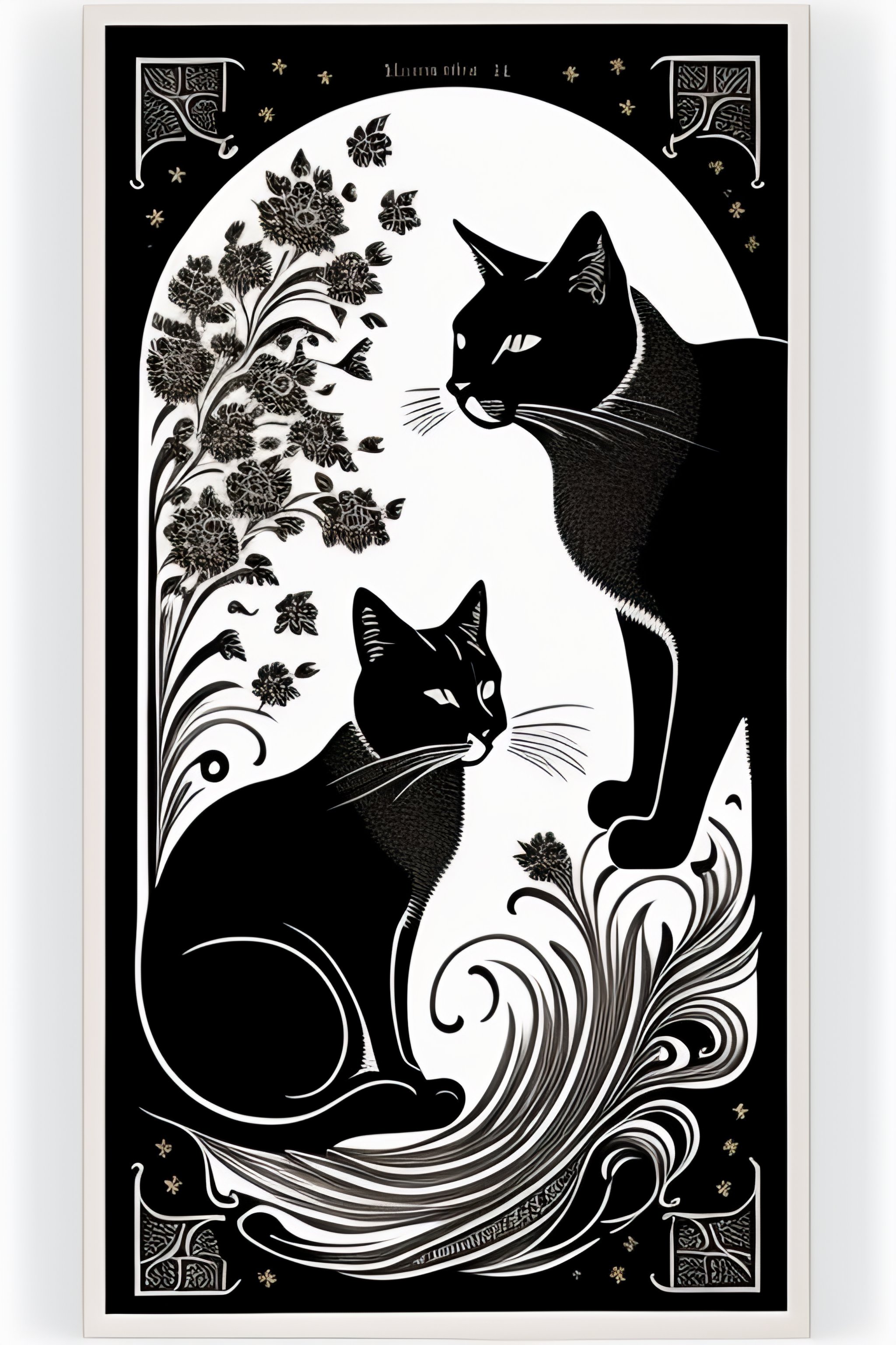 Lexica - Ex libris ink of 2 cats in love with flammes around them ...