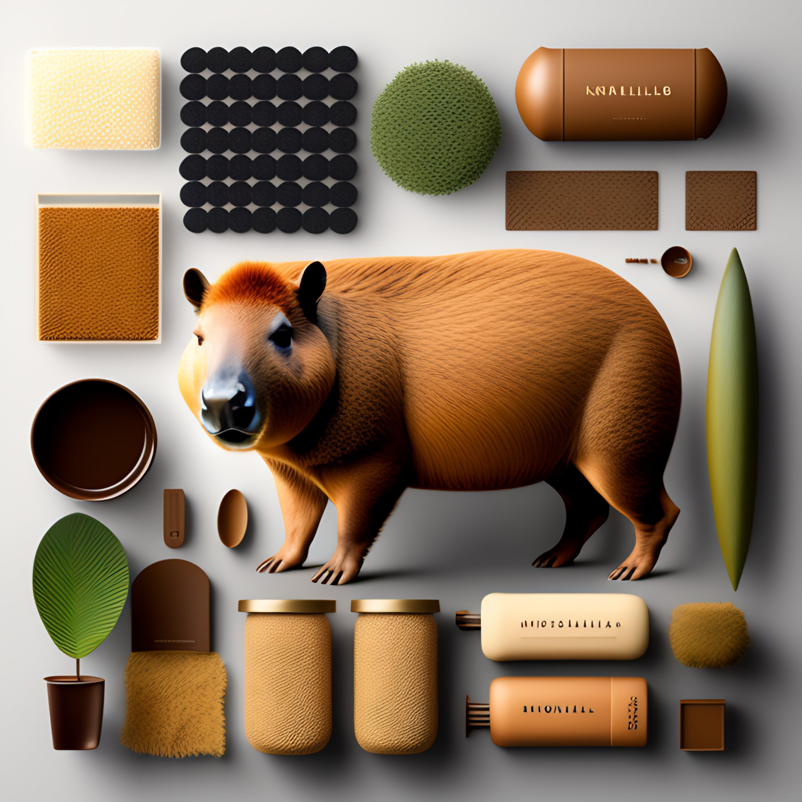 Lexica - Capybara, Costumes and props, Knolling, Knolling layout, Earth ...