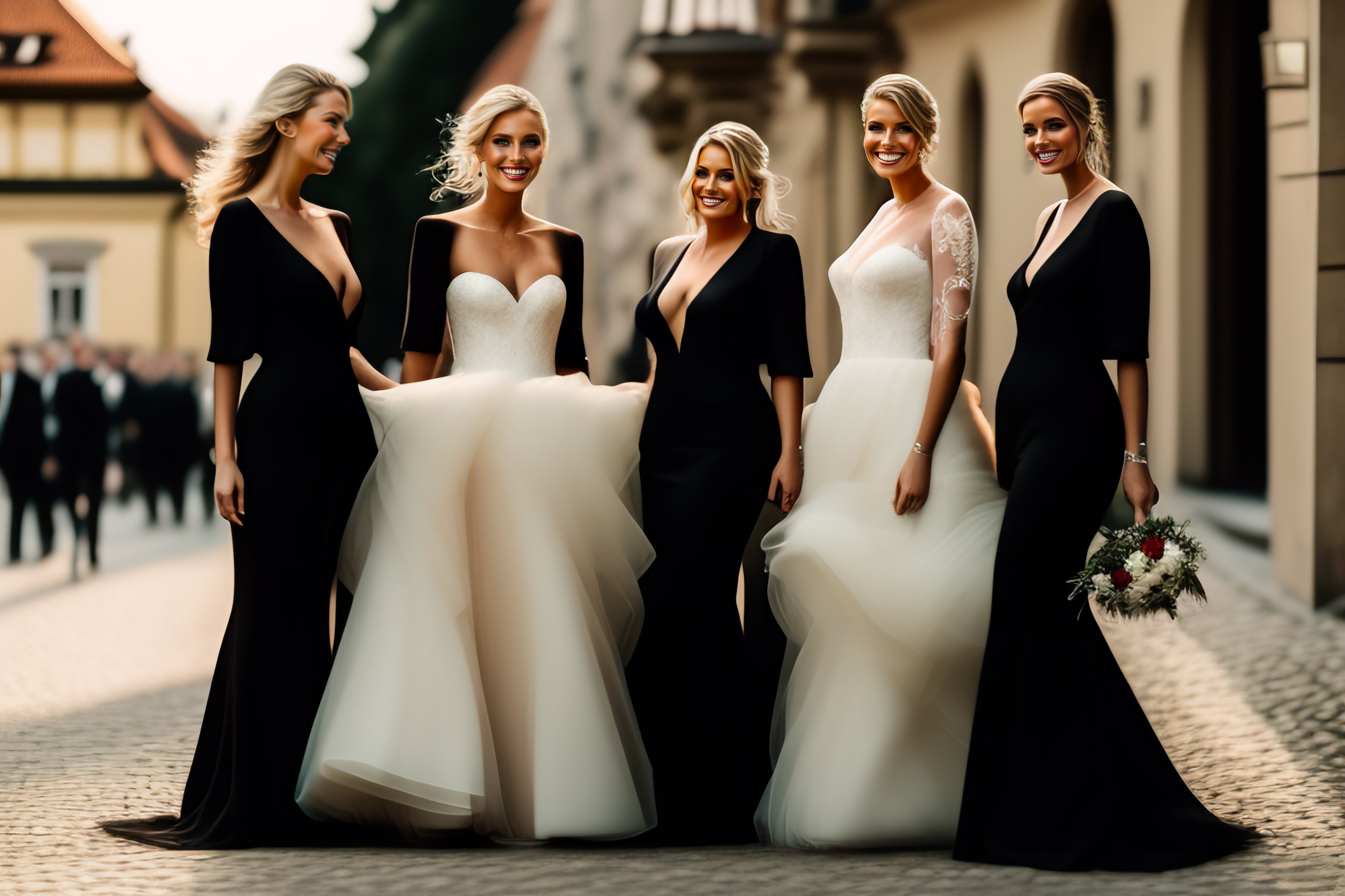 Lexica - Landscape format, group photo of laughing czech female models ...
