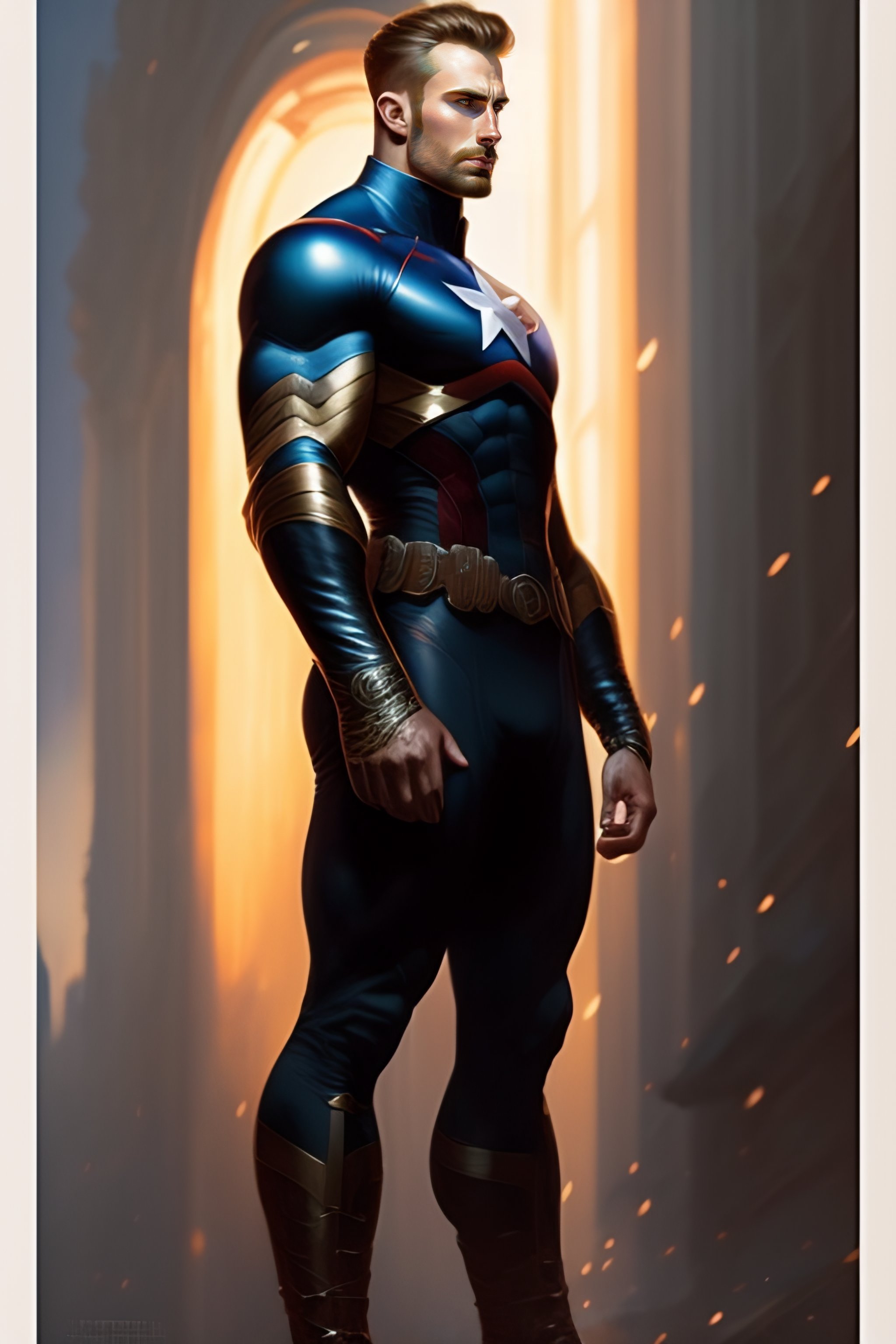 Lexica - Full body potrait thin muscular chris evans captain america ...