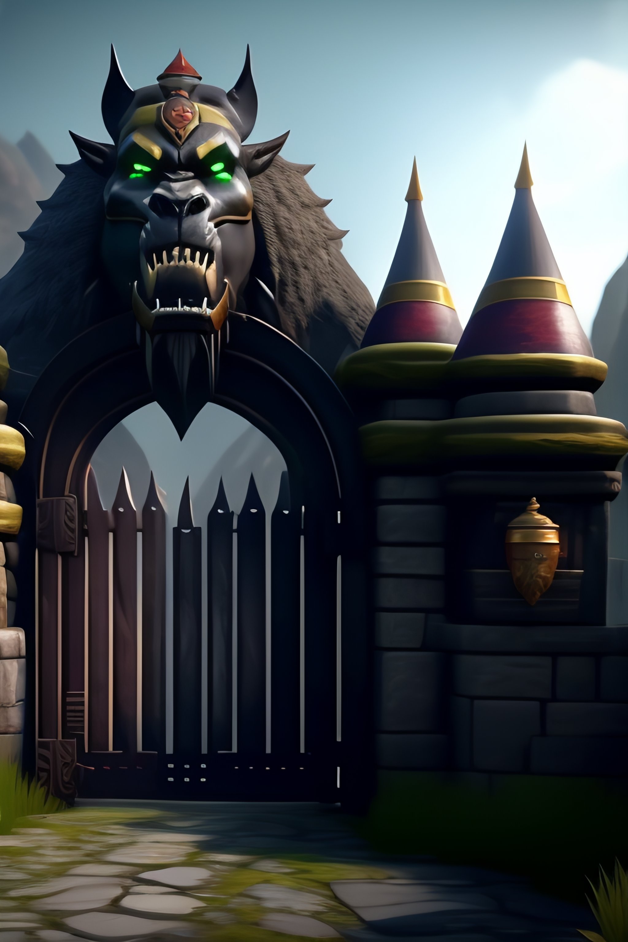 Lexica - A muscular female orc warrior defence a gate in castle ...