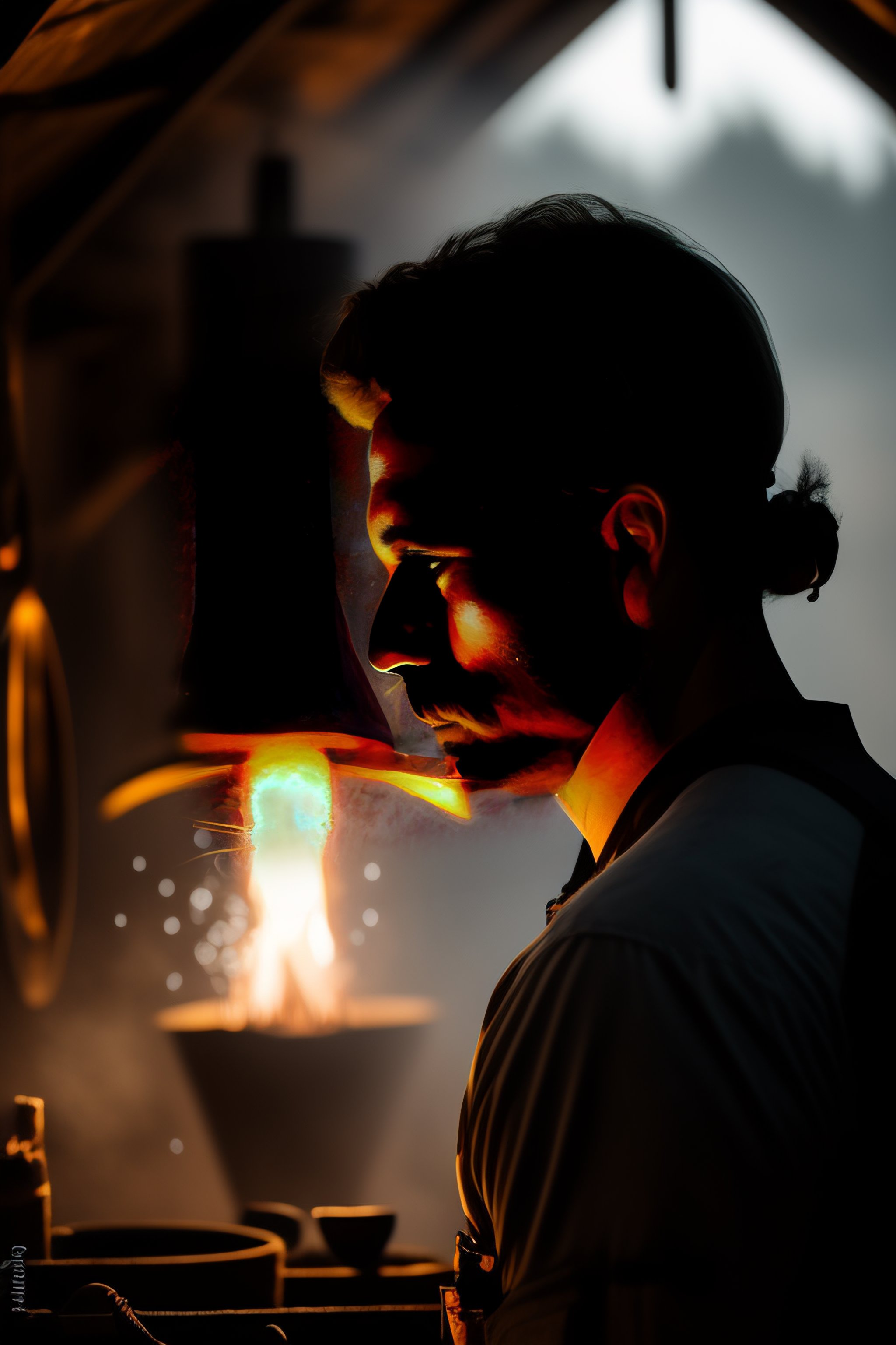 Lexica - Outline portrait of a blacksmith