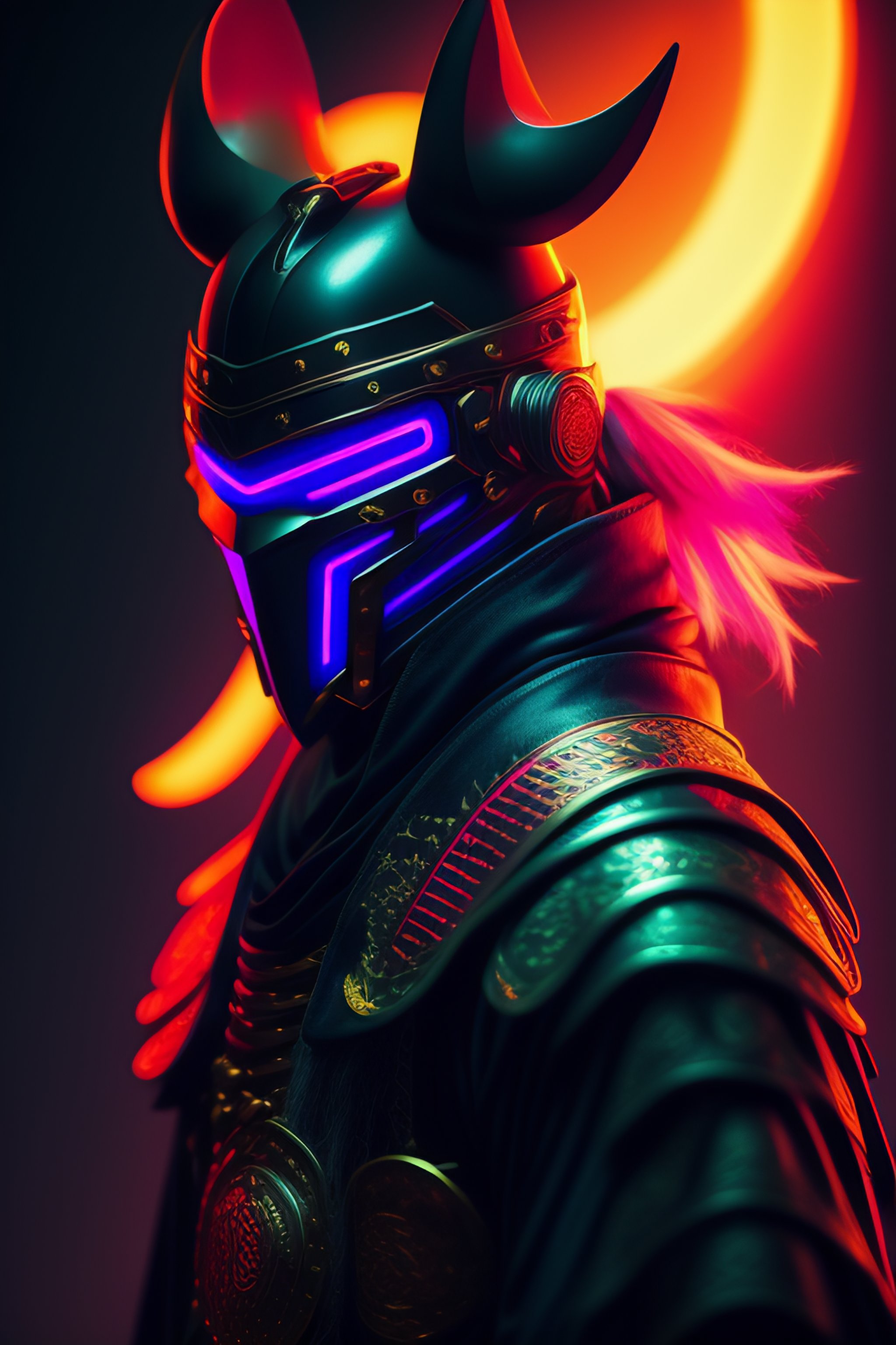Lexica - Neon Samurai with Oni's mask