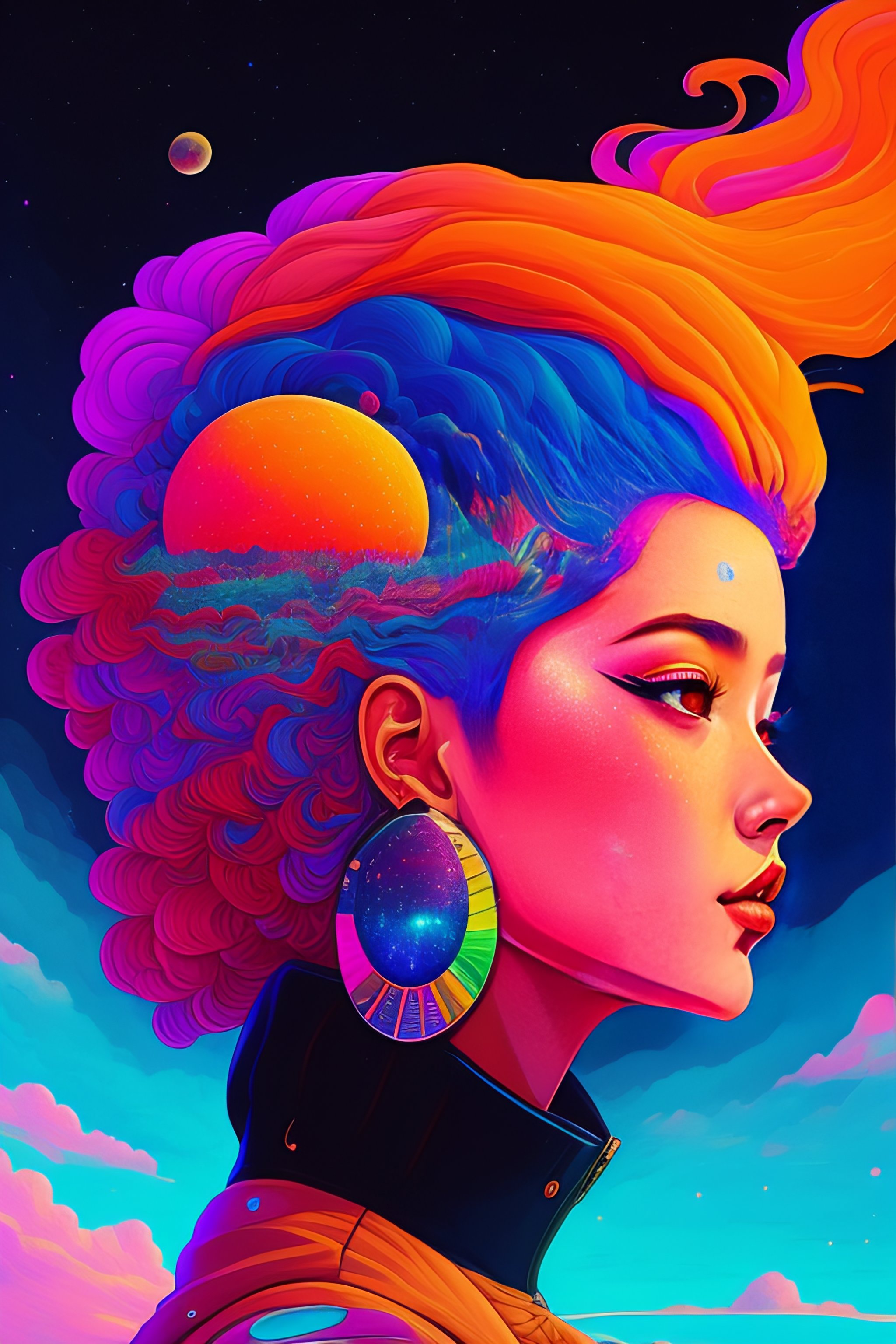 Lexica - Surrealism art 80's of head that contains the galaxy with ...