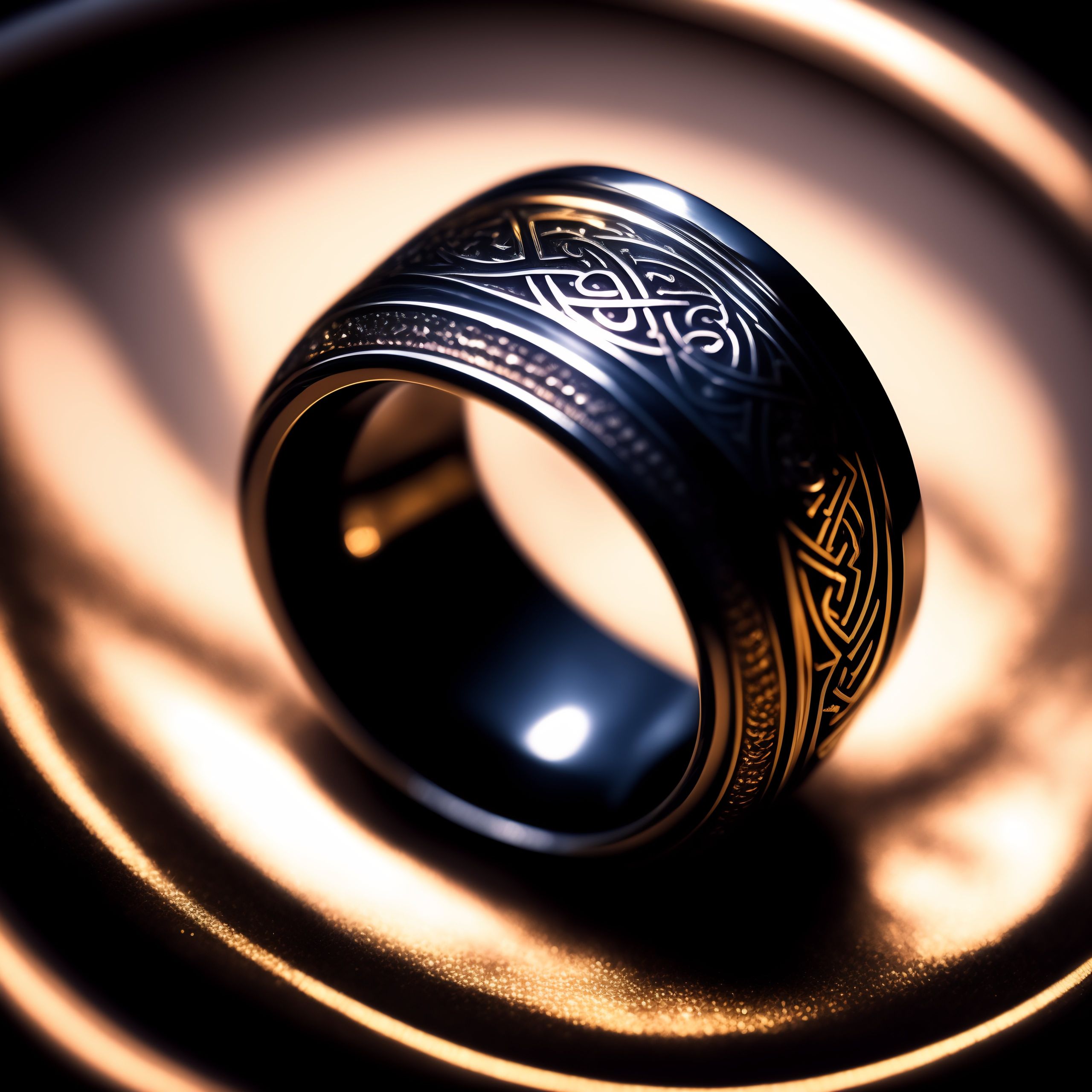 Lexica - Intricate design on cyberpunk man's ring, metallic silver ...