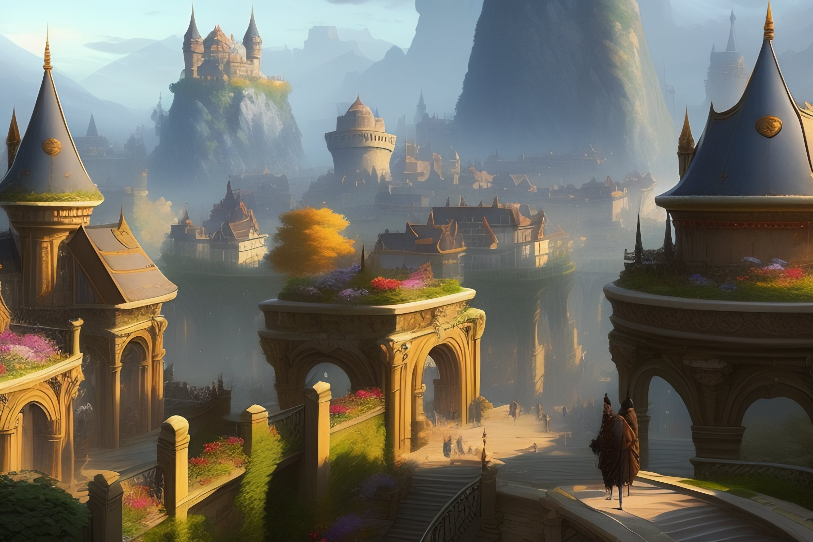 Lexica - Epic view, wide angle, elegant fantasy capital city, in the ...