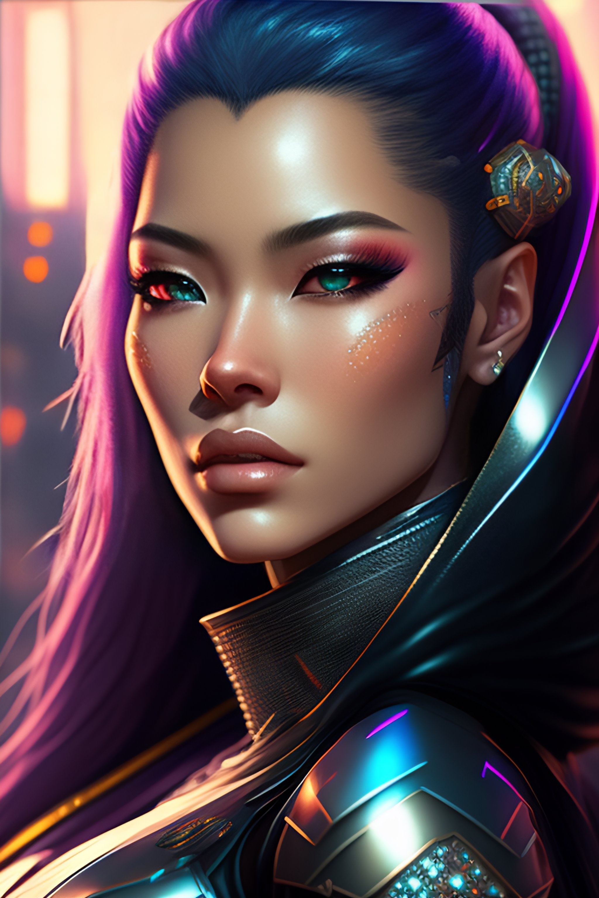 Lexica - Portrait of a, diamond skinned cyberpunk, cyborg ninja, third ...