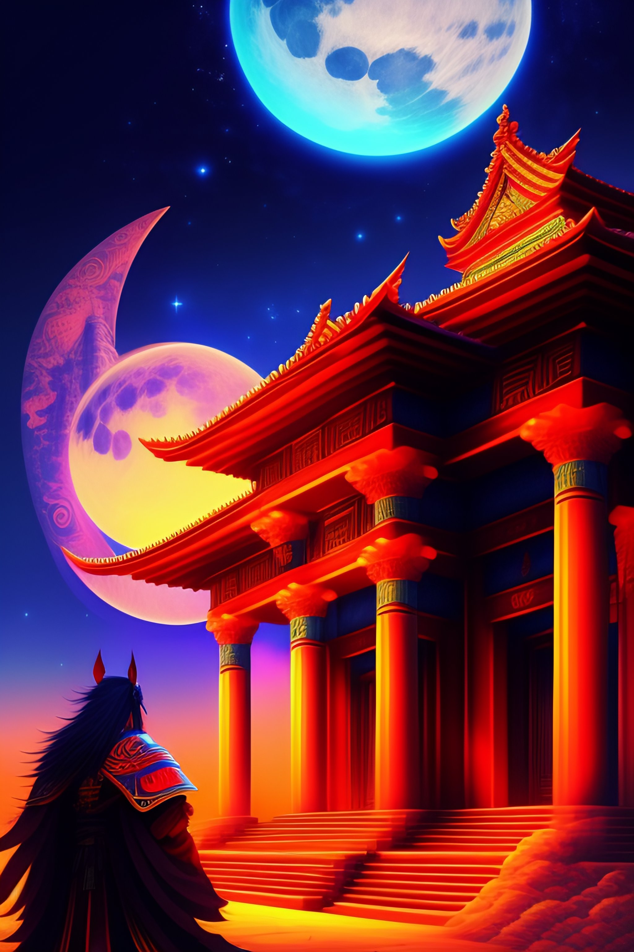Lexica - Anime style, A huge leviathan in front of a samurai, at a ...