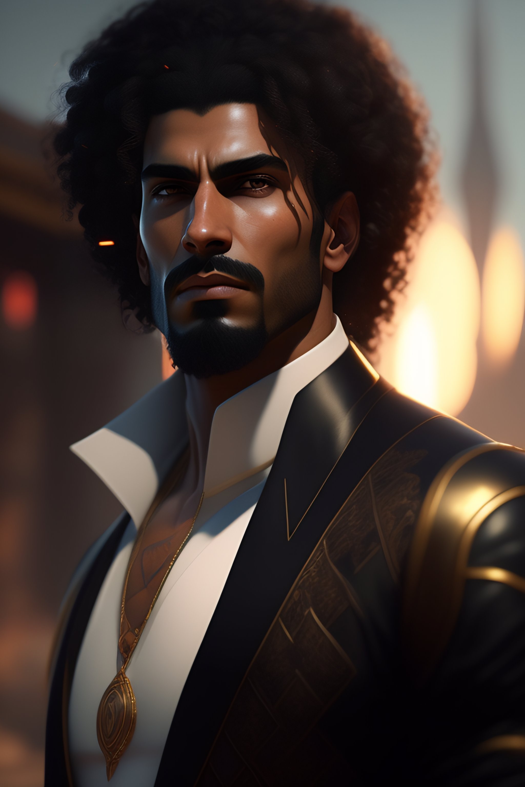Lexica - Arab man with black hair curly,serious face, by WLOP,Artgerm ...
