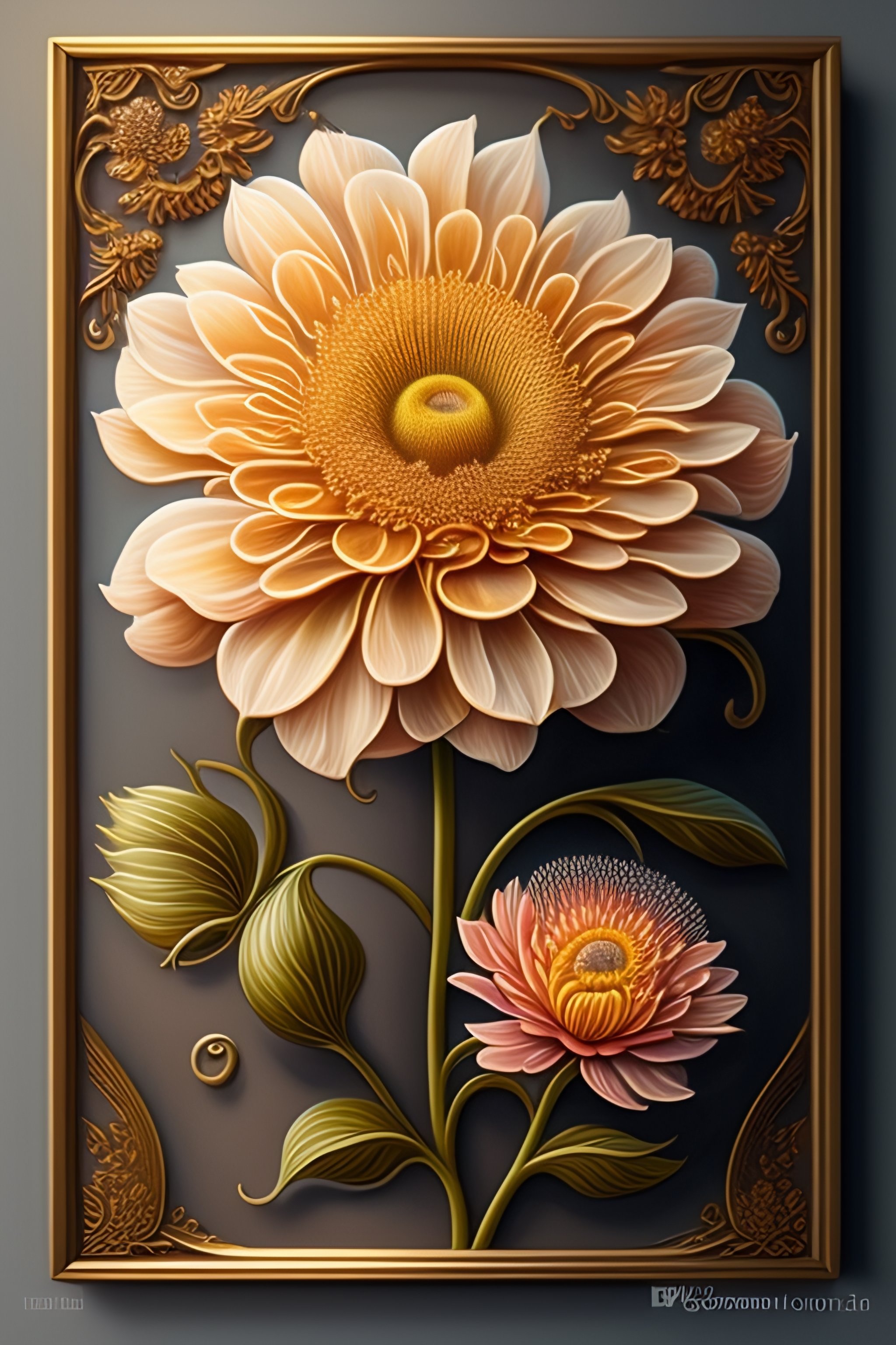 Lexica - A painting of a flower on a gray background, an airbrush ...