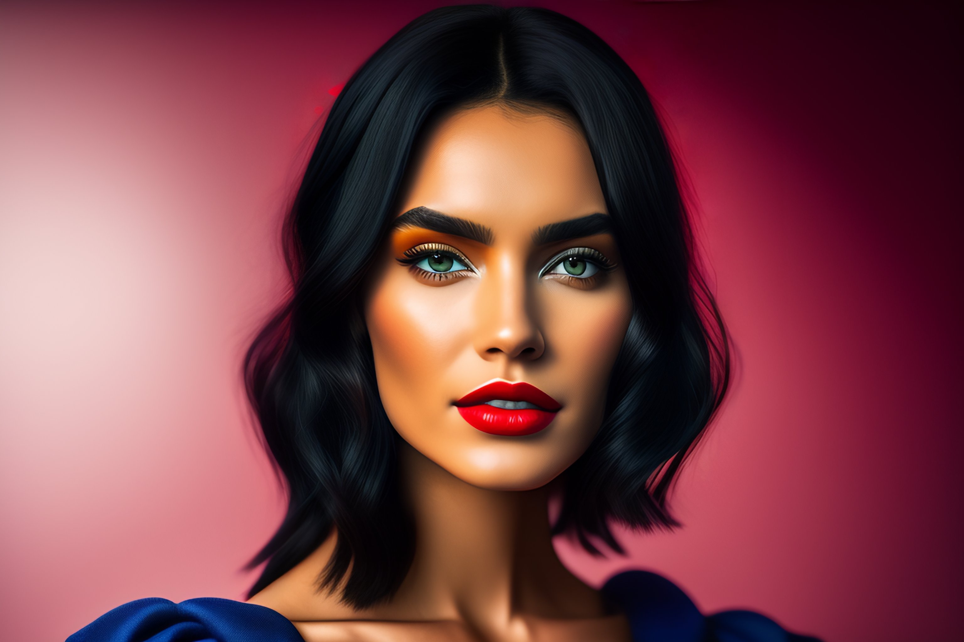 Lexica - A portrait of a toxic girl, black hair, blue eyes, fine - art ...