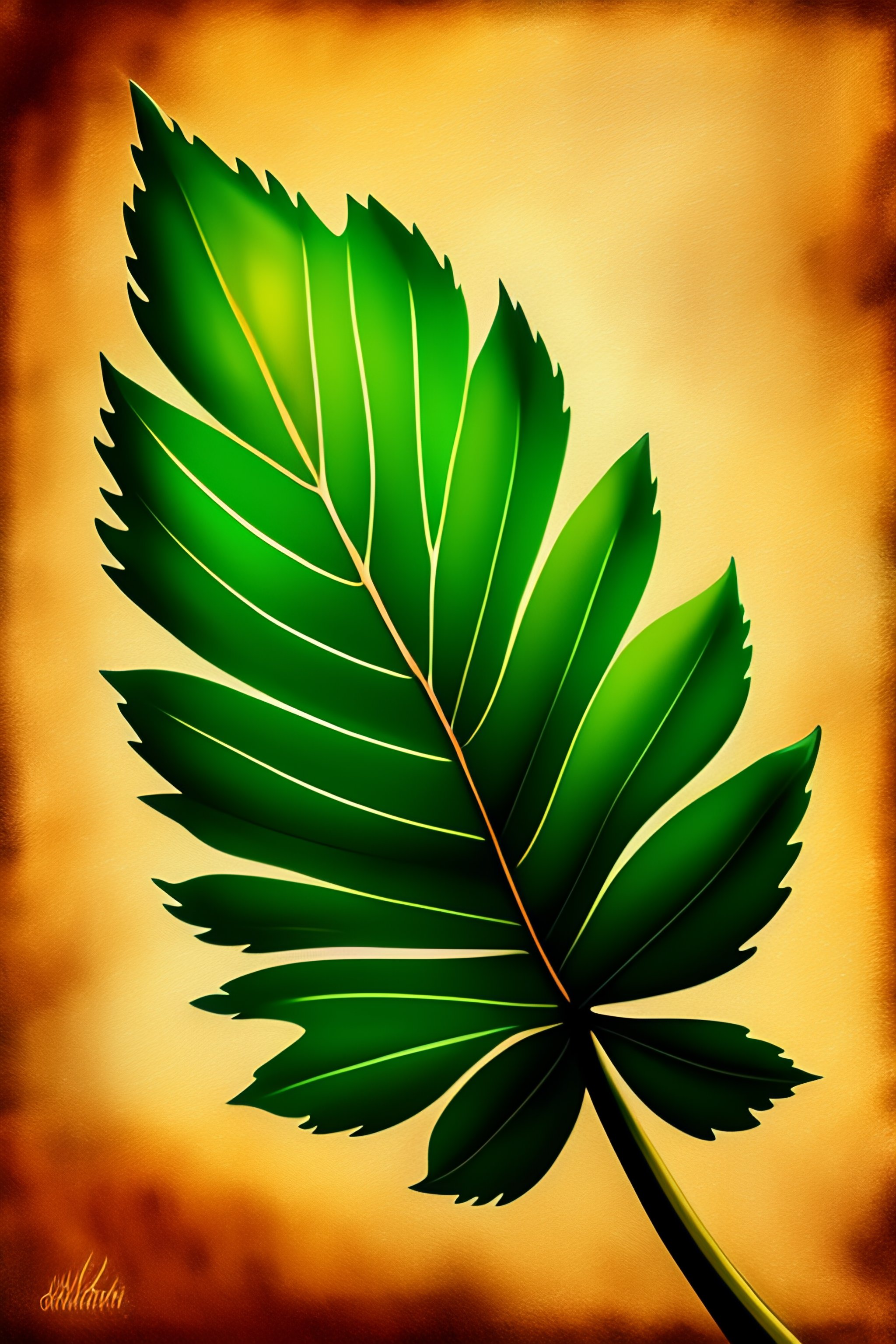Lexica - Illustration of cedar leaf, green, painterly, cute 2d
